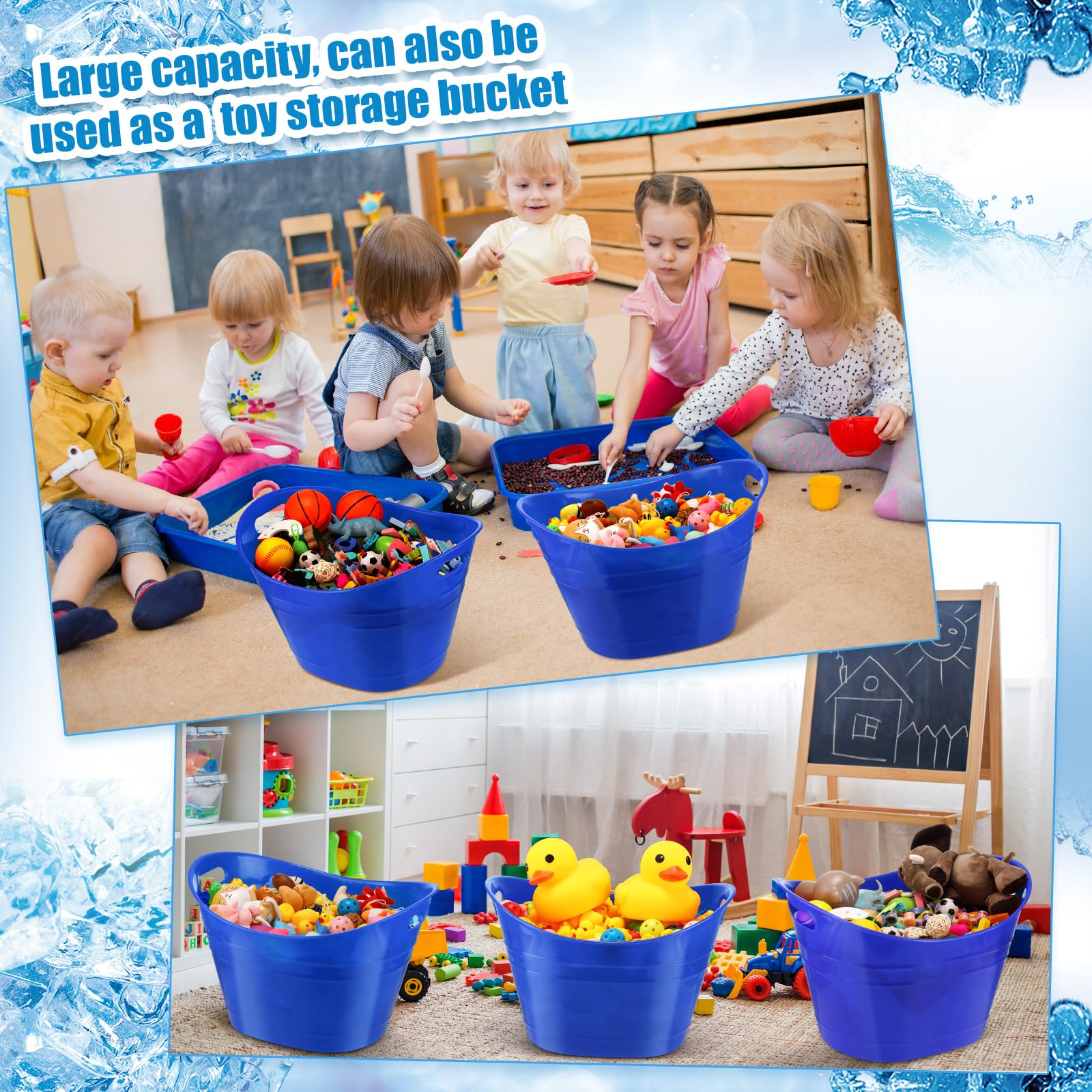 6 Pieces Ice Buckets Bulk, Plastic Ice Buckets with Handles, Oval ...