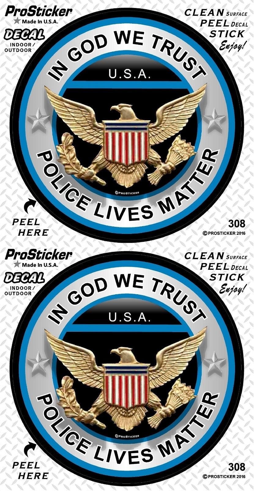 Amazon.com: ProSticker 308.2P (Two) 4" Patriot Series in God We Trust ...