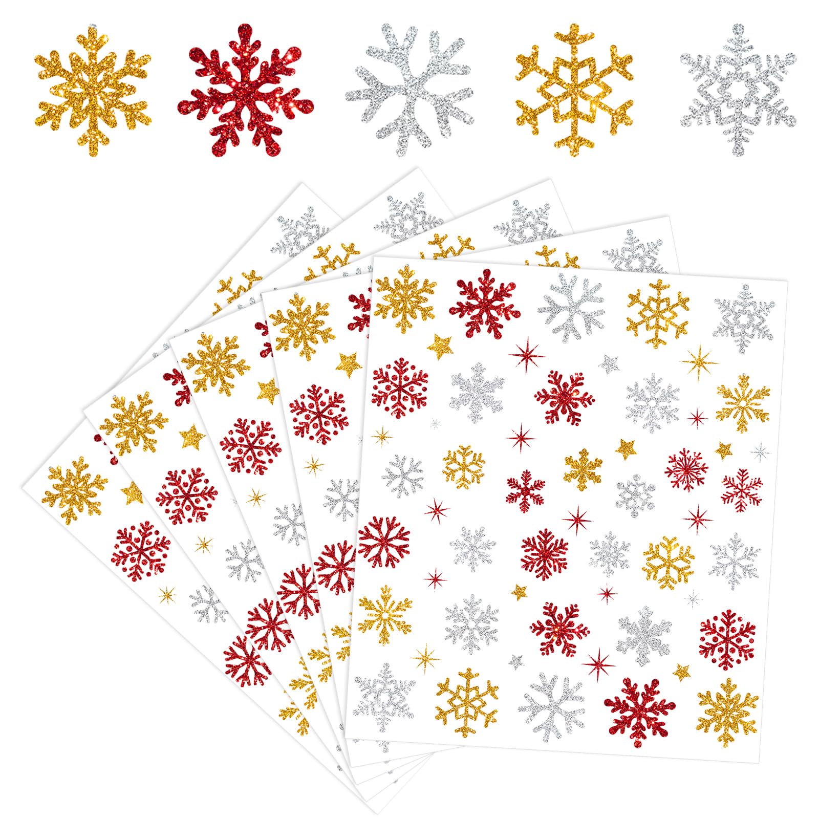 Amazon.com: Whaline 330Pcs Winter Glitter Stickers Gold Silver Red ...