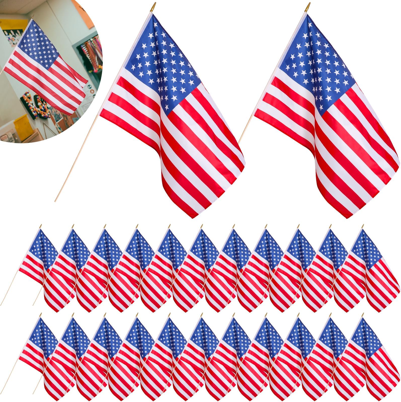 Amazon.com : AES (12 Pack) Classroom Flag - 2ft x 3ft Size American ...