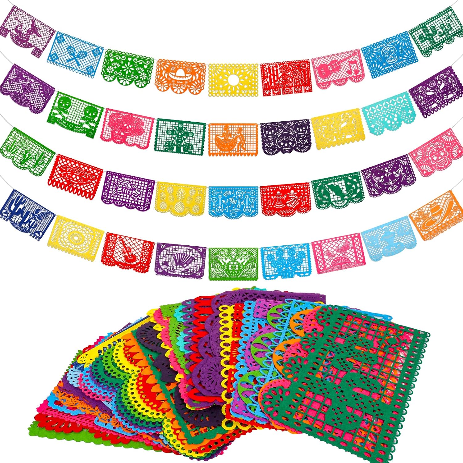 Amazon.com: Qpout 4pcs Mexican Fiesta Party Felt Banner Cinco de Mayo ...
