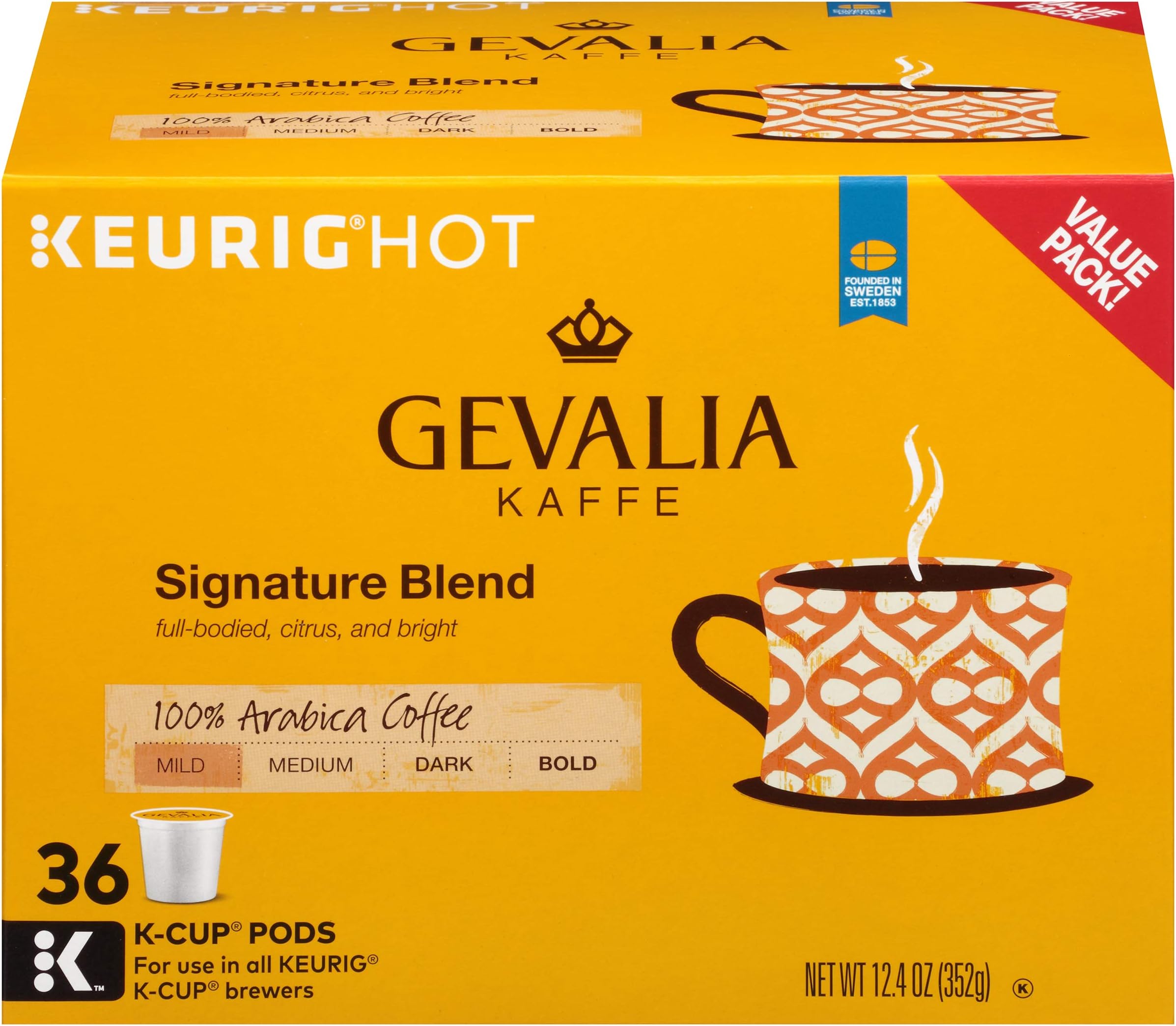 Amazon.com: Gevalia Signature Blend Decaf Mild Light Roast K-Cup Coffee ...