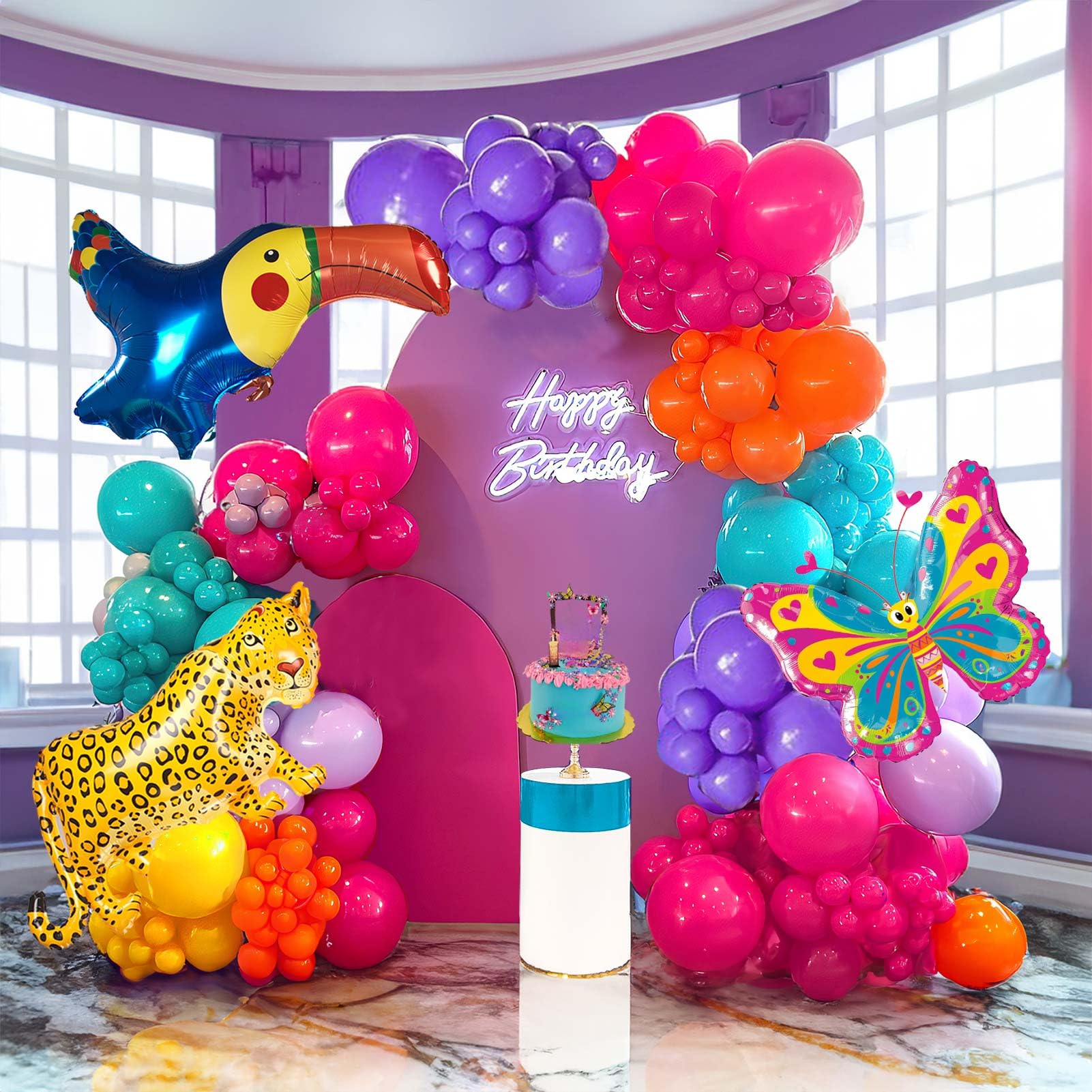 Amazon.com: Magic Movie balloon garland kit 140pcs Hot pink Teal Purple ...