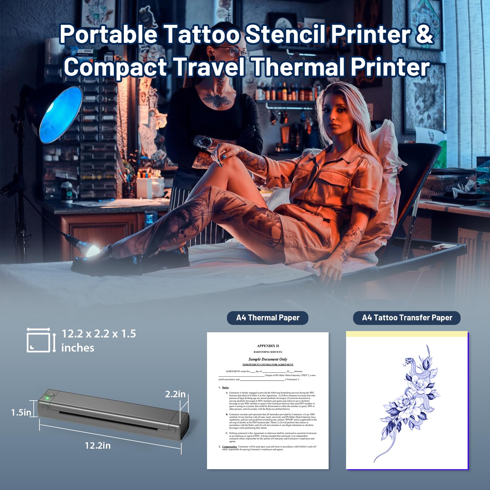 Snapklik.com : Ponek Bluetooth Tattoo Stencil Printer, M08F-A4 Tattoo ...