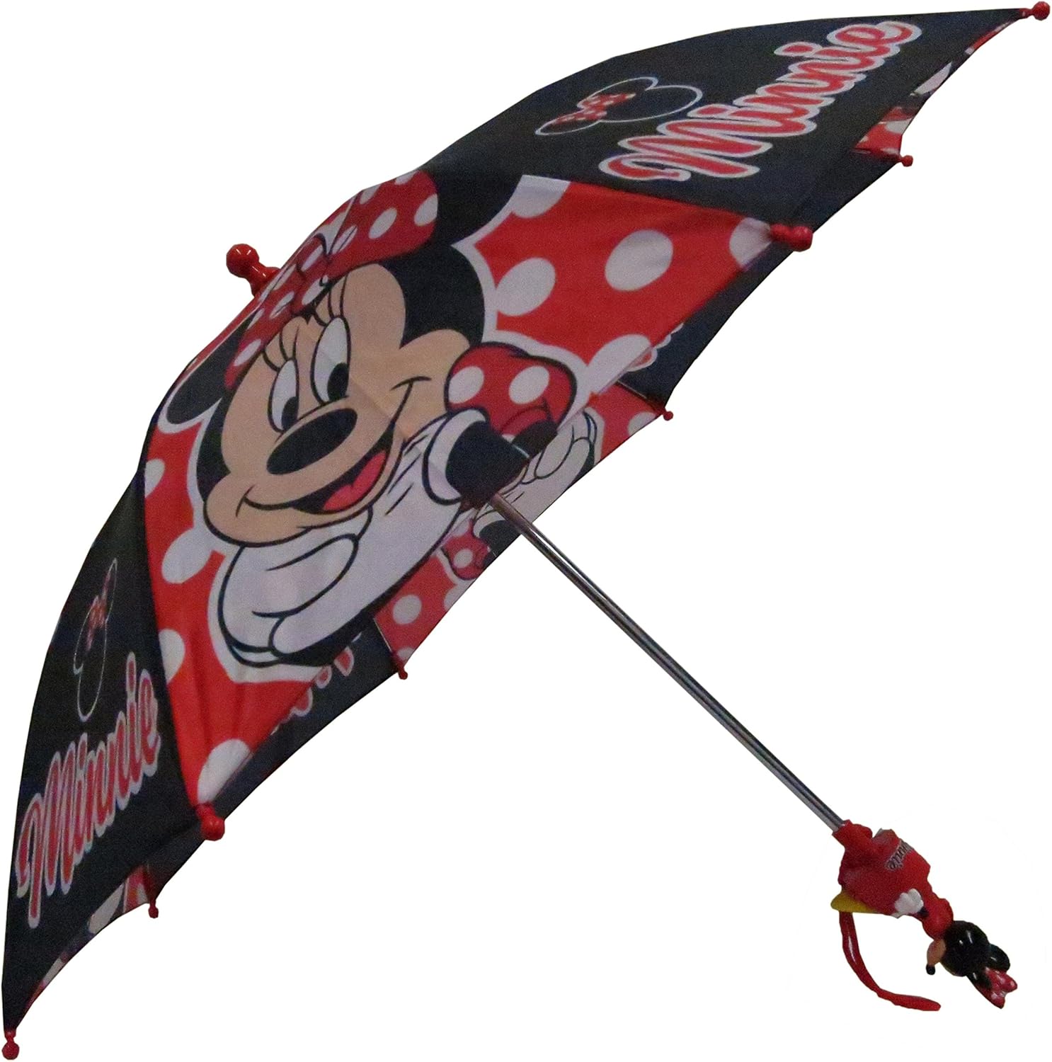Amazon.com: Disney Minnie Mouse Red and Black Umbrella 3D Minnie Handle ...
