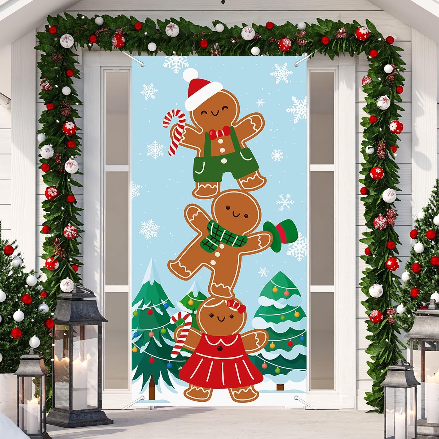 Amazon.com: Christmas Door Cover Decoration, Christmas Gingerbread ...