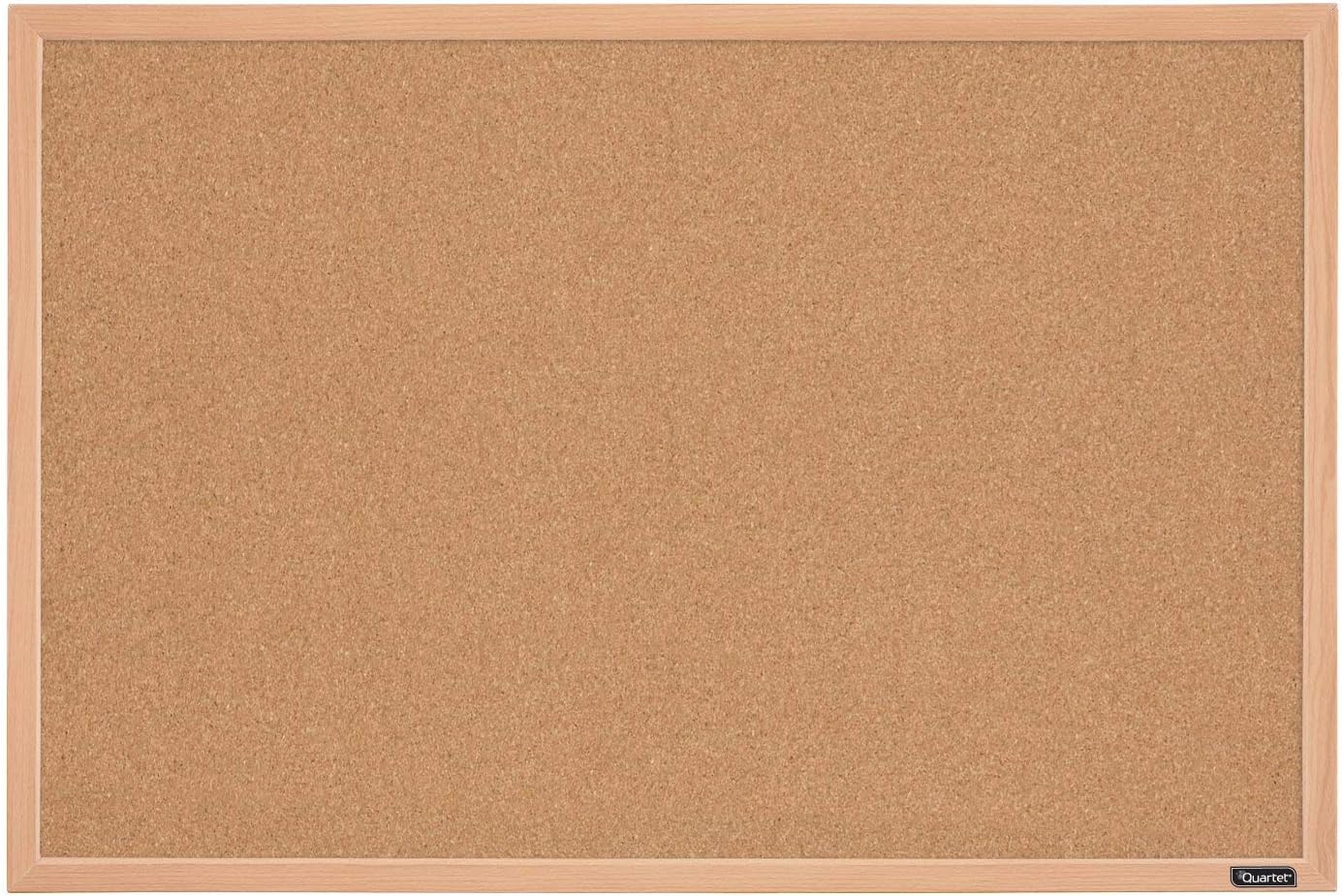 Quartet Cork Board Bulletin Board, 23" x 35" Framed Corkboard, Oak ...