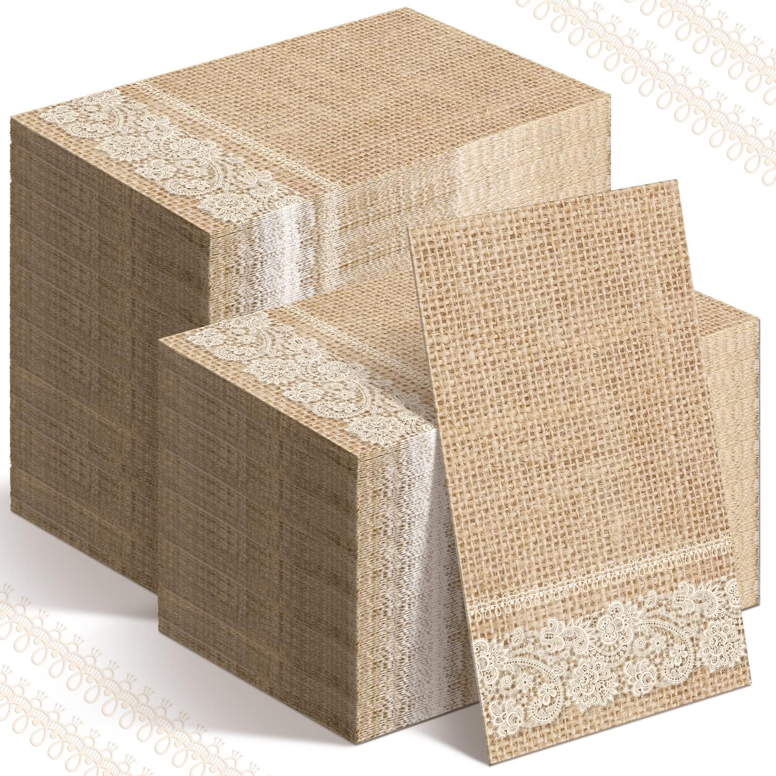 Amazon.com: Panelee 100 Pcs Burlap Cocktail Dessert Napkins Rustic ...