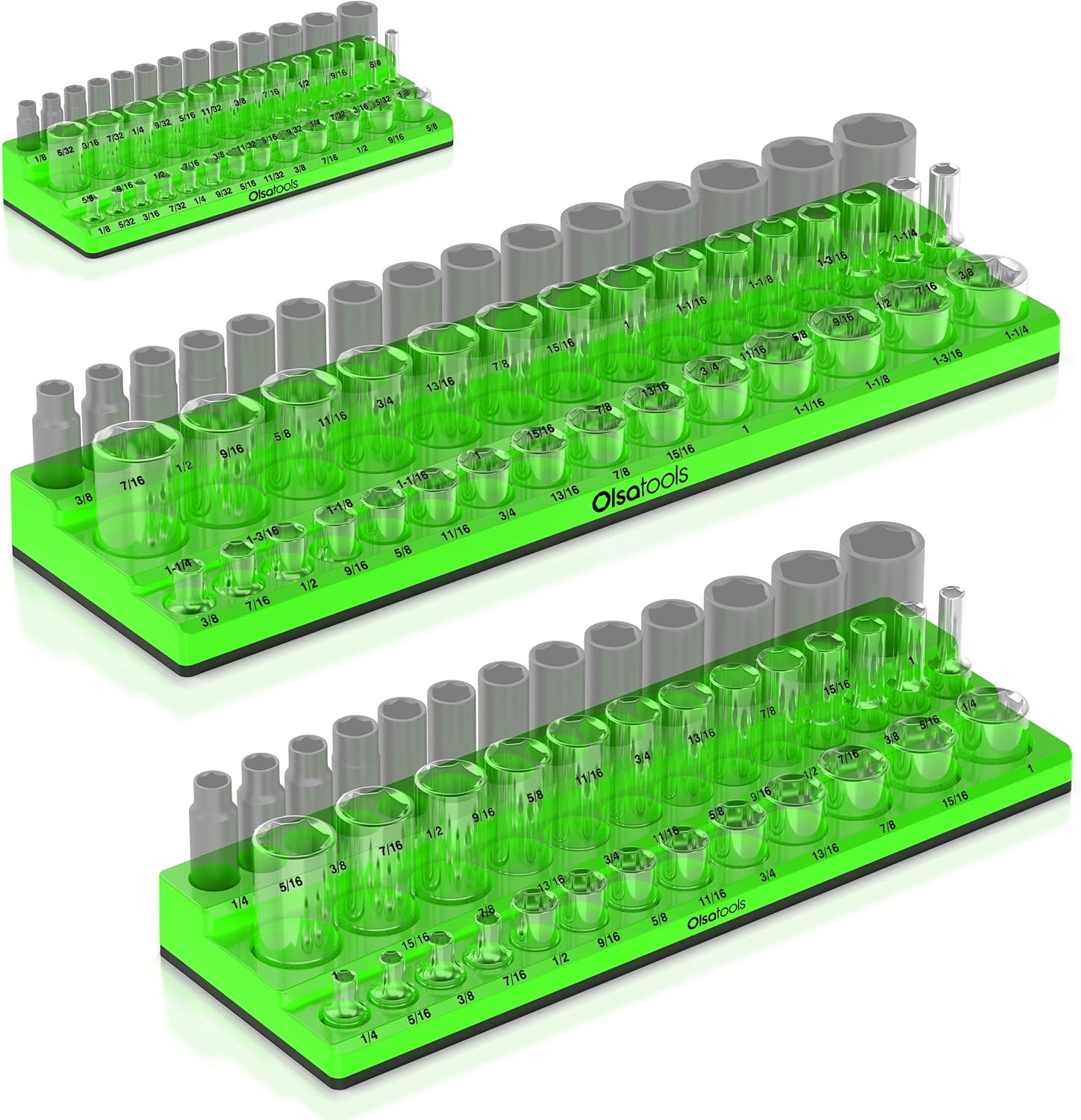 Olsa Tools Magnetic Socket Organizer | 3pc Socket Holder Kit | 1/2-Inch ...