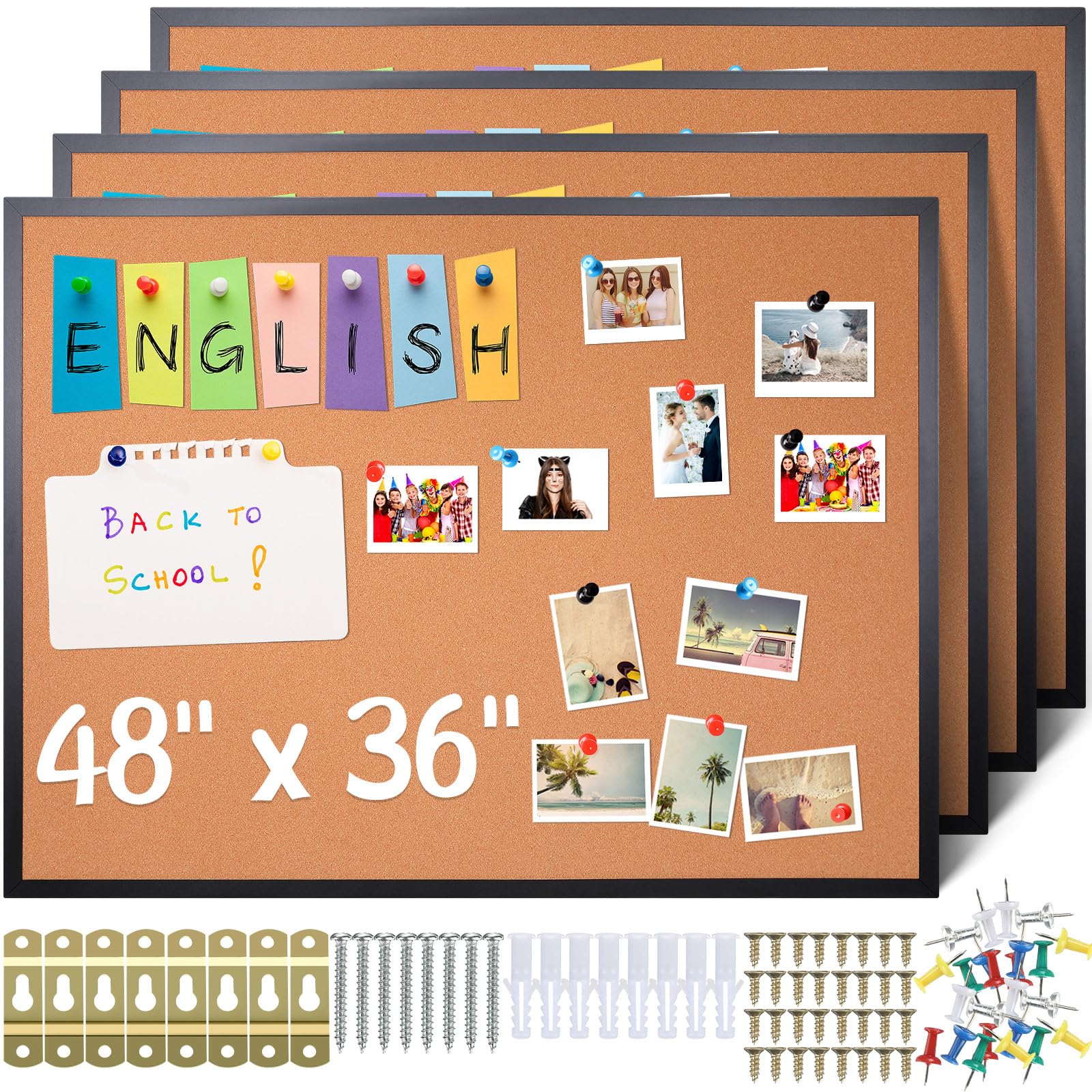 Amazon.com : Yeaqee 4 Pcs 48 x 36 Inches Lightweight Cork Bulletin ...