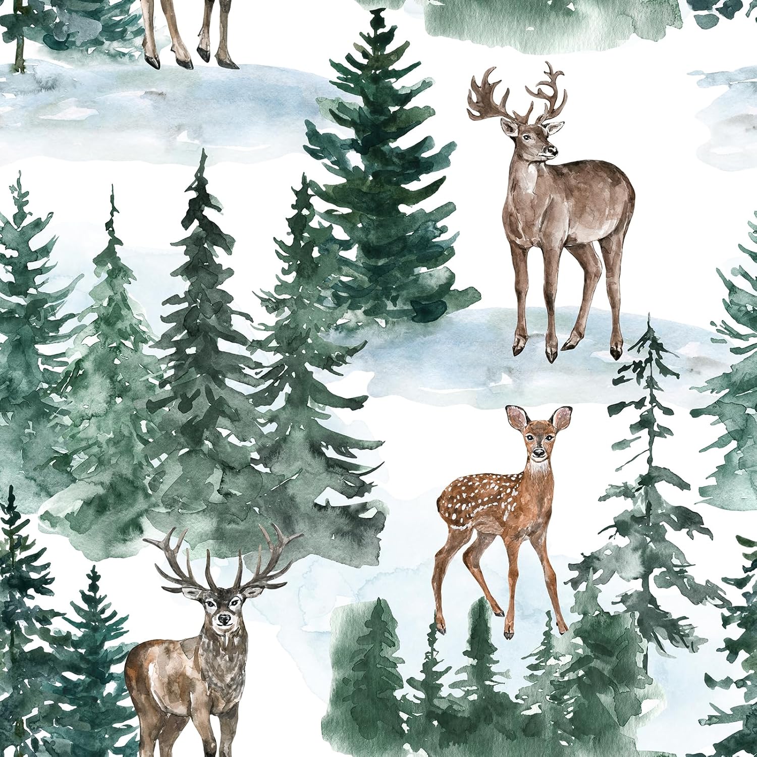 VaryStyle Winter Forest Wallpaper Peel and Stick Vintage Woodland Pine ...