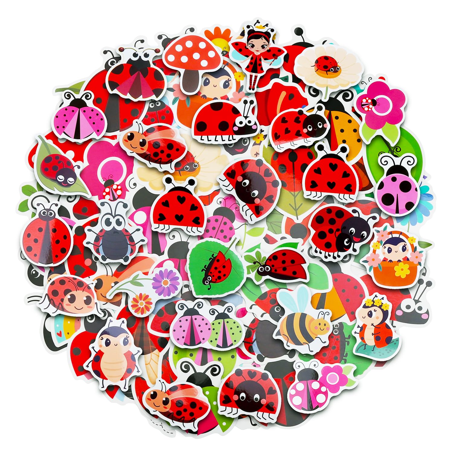 Amazon.com: 100 Pack Ladybug Stickers, Lady Bug Party Favors, Birthday ...