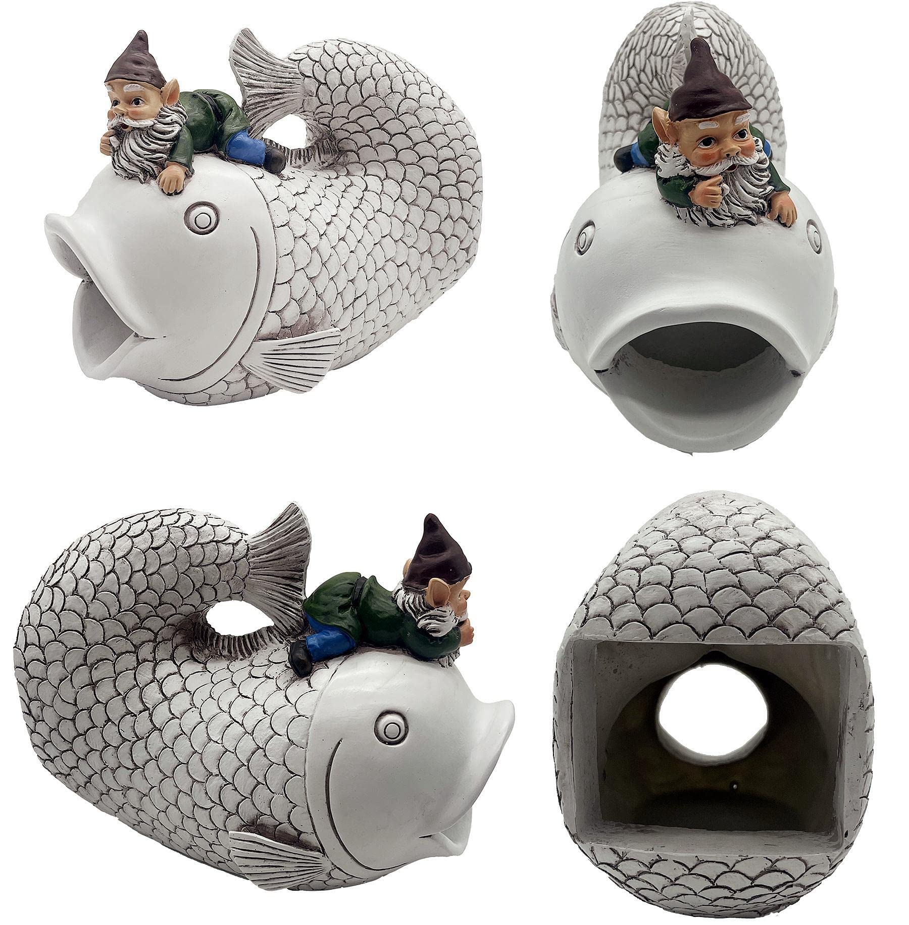 Snapklik.com : Gnome Fish Sculpture, Garden Animal Statue & Outdoor ...