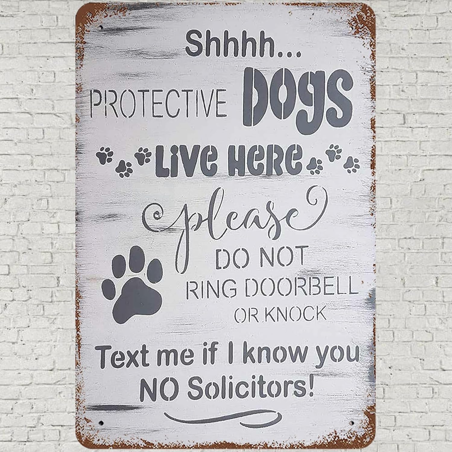 Amazon.com: Vintage Metal Tin Sign Shh Protective Dogs Wall Art Decor ...