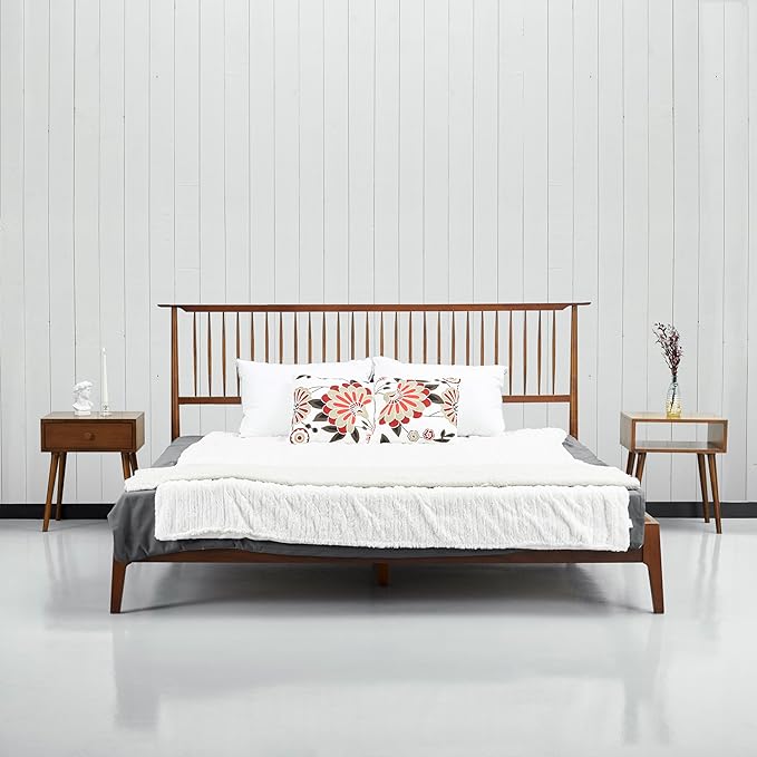 Amazon.com: NTC Ruby Wooden Bed Frame with Headboard, Crafted from ...