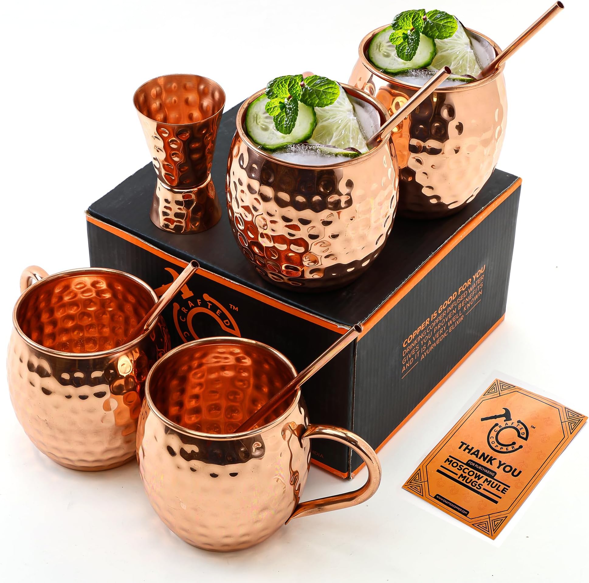 Amazon.com: Moscow-Mix Moscow Mule Mugs - Set of 4-100% Pure Copper ...