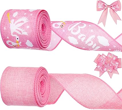 Amazon.com: 2 Rolls Baby Ribbon 10 Yards Burlap Wired Ribbon 2.5 Inch ...