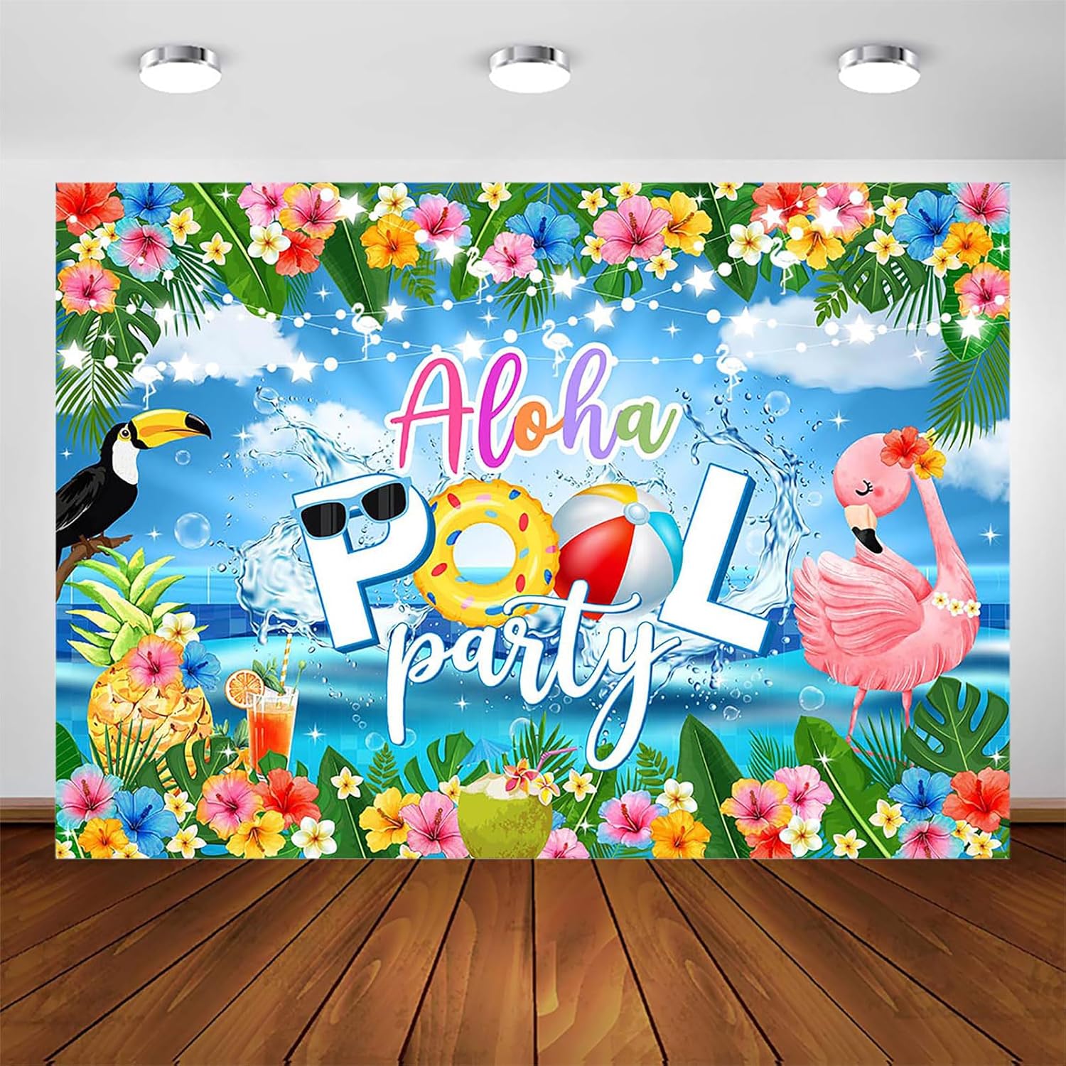 Amazon.com : Avezano Summer Pool Party Backdrop Tropical Palm Tree ...