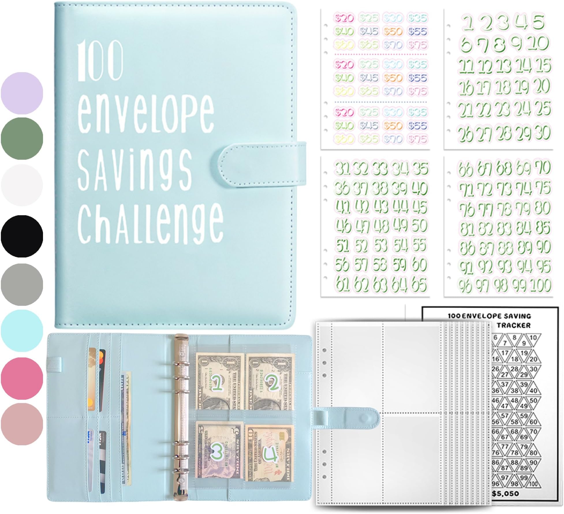 Amazon.com : 100 Envelopes Challenge Binder Kit A5 Size Money Saving ...