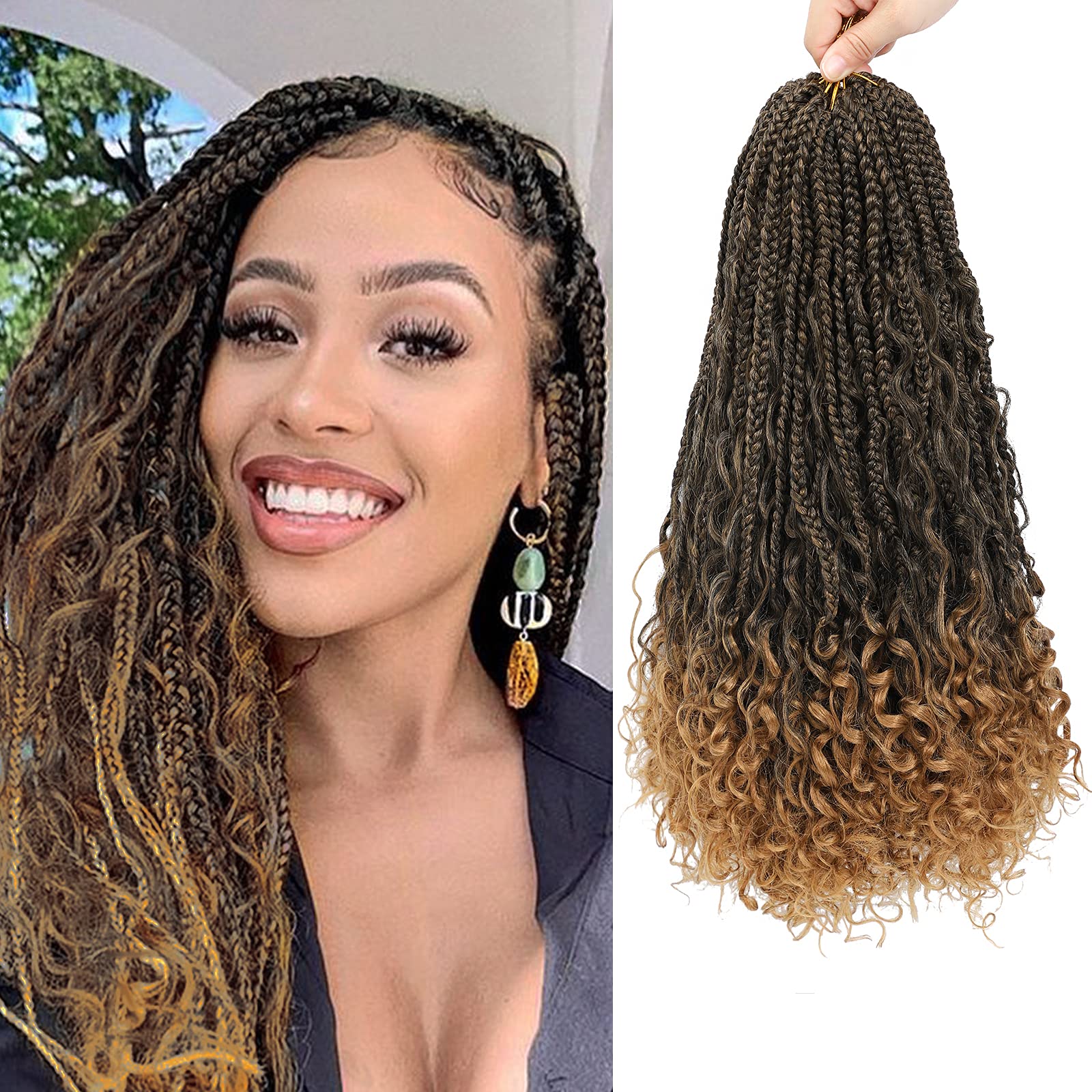 Buy Goddess Box Braids Crochet Hair 18 Inch Ombre Braiding Hair Crochet ...