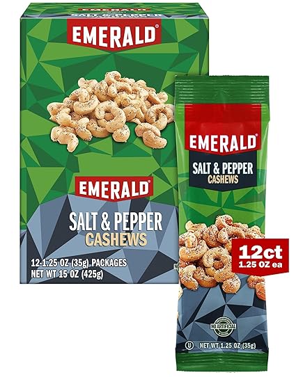 Amazon.com : Emerald Nuts Salt and Pepper Seasoned Cashews 12 Ct (1 ...