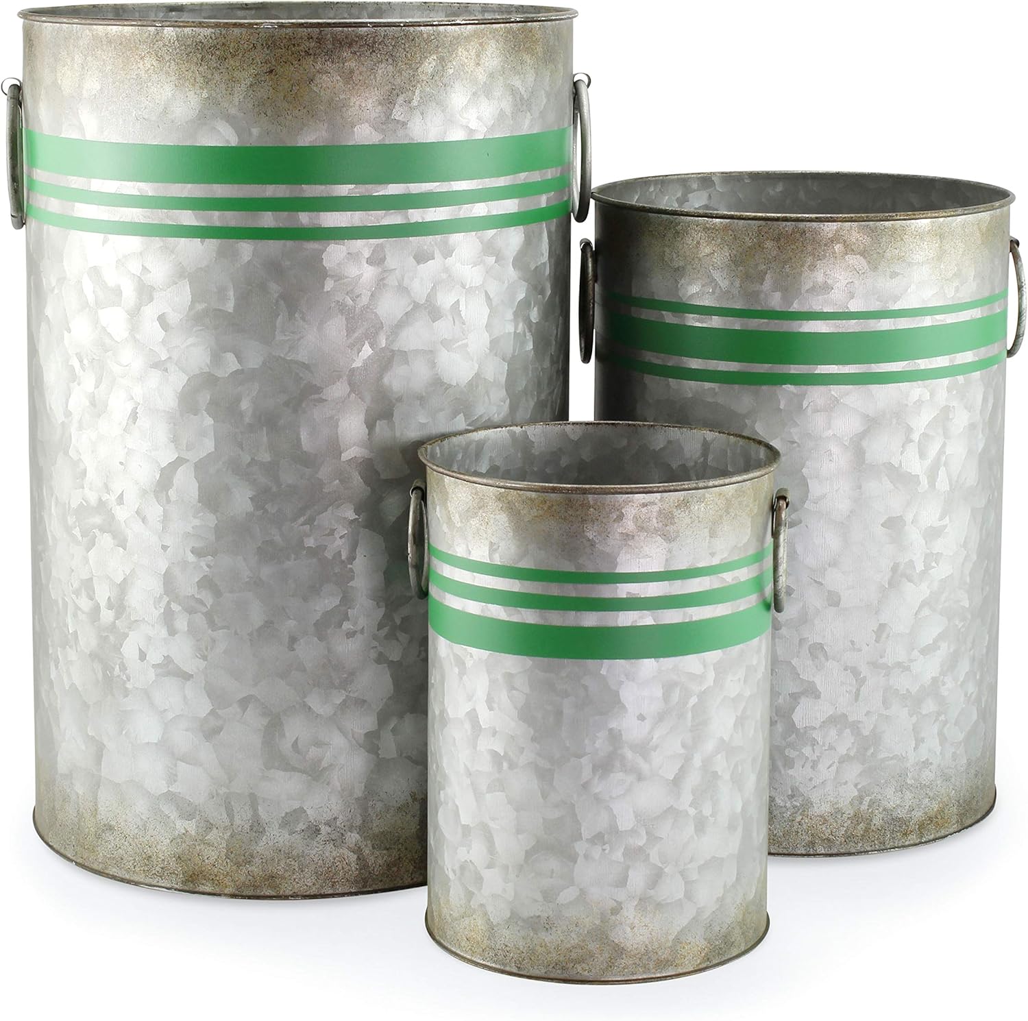 Amazon.com: AuldHome Galvanized Greenery Buckets (Set of 3), Large ...
