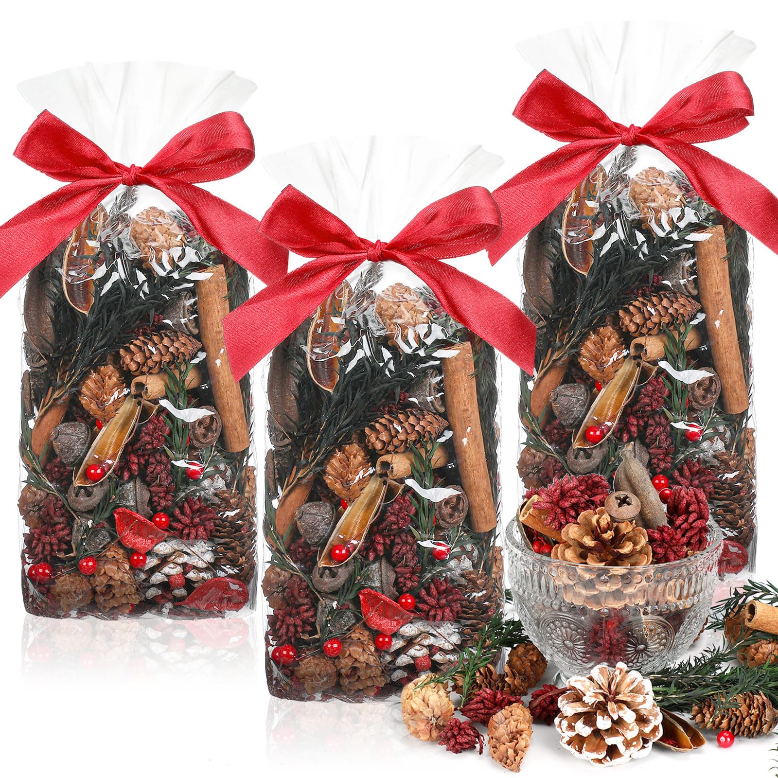 Amazon.com: Dansib 3 Pcs Christmas Potpourri Bags 15 oz Red Green ...