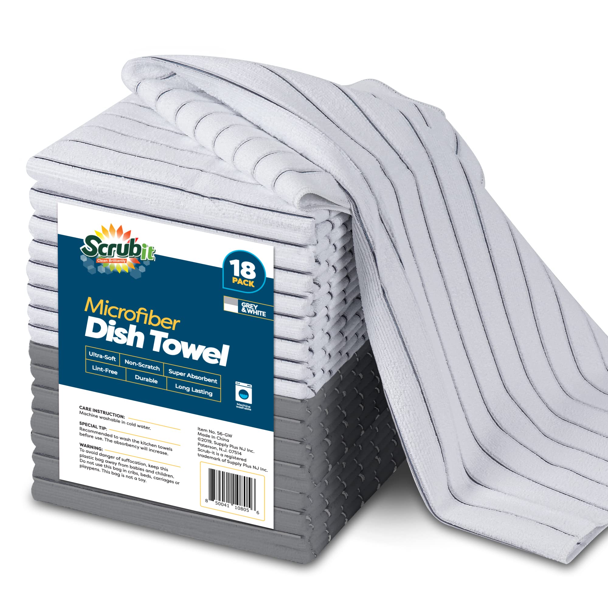 Amazon.com: Microfiber Kitchen Towels [18 Pack] 18" x 26" Microfiber ...