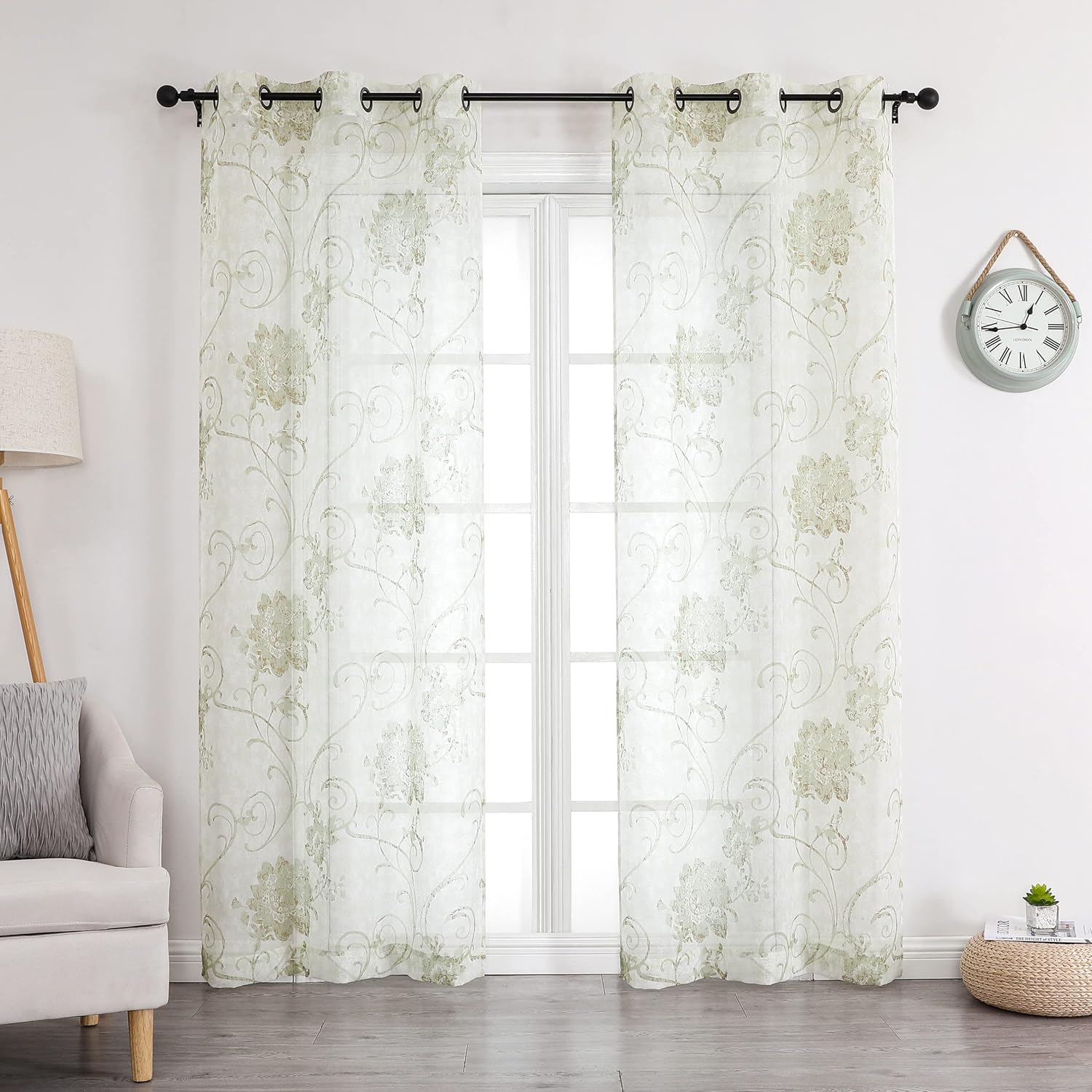 Amazon.com: Regal Home Collections Malani Floral Printed Sheer Curtains ...