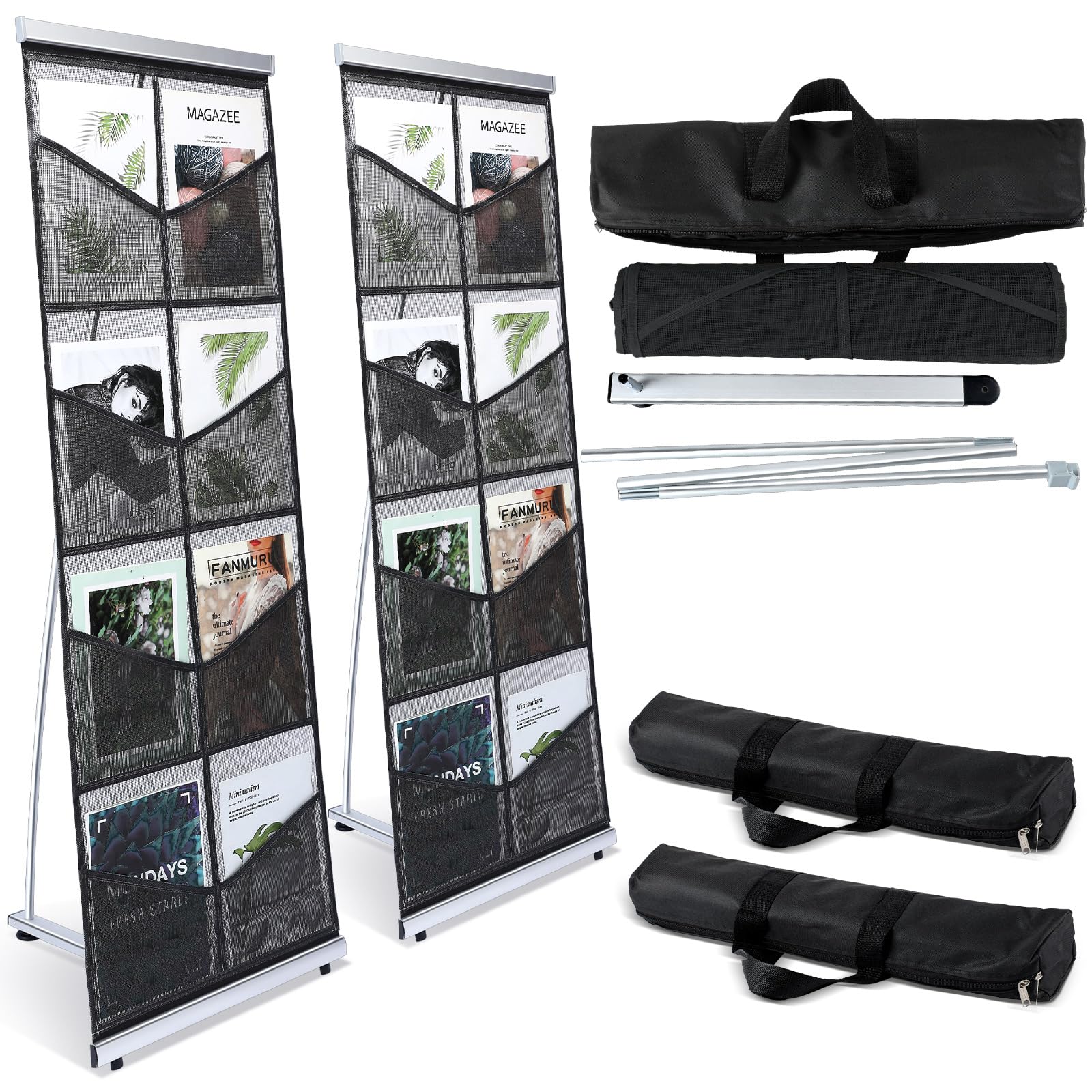 Amazon.com : Outus 2 Pcs Brochure Stand Holder with 8 Pockets Mesh ...