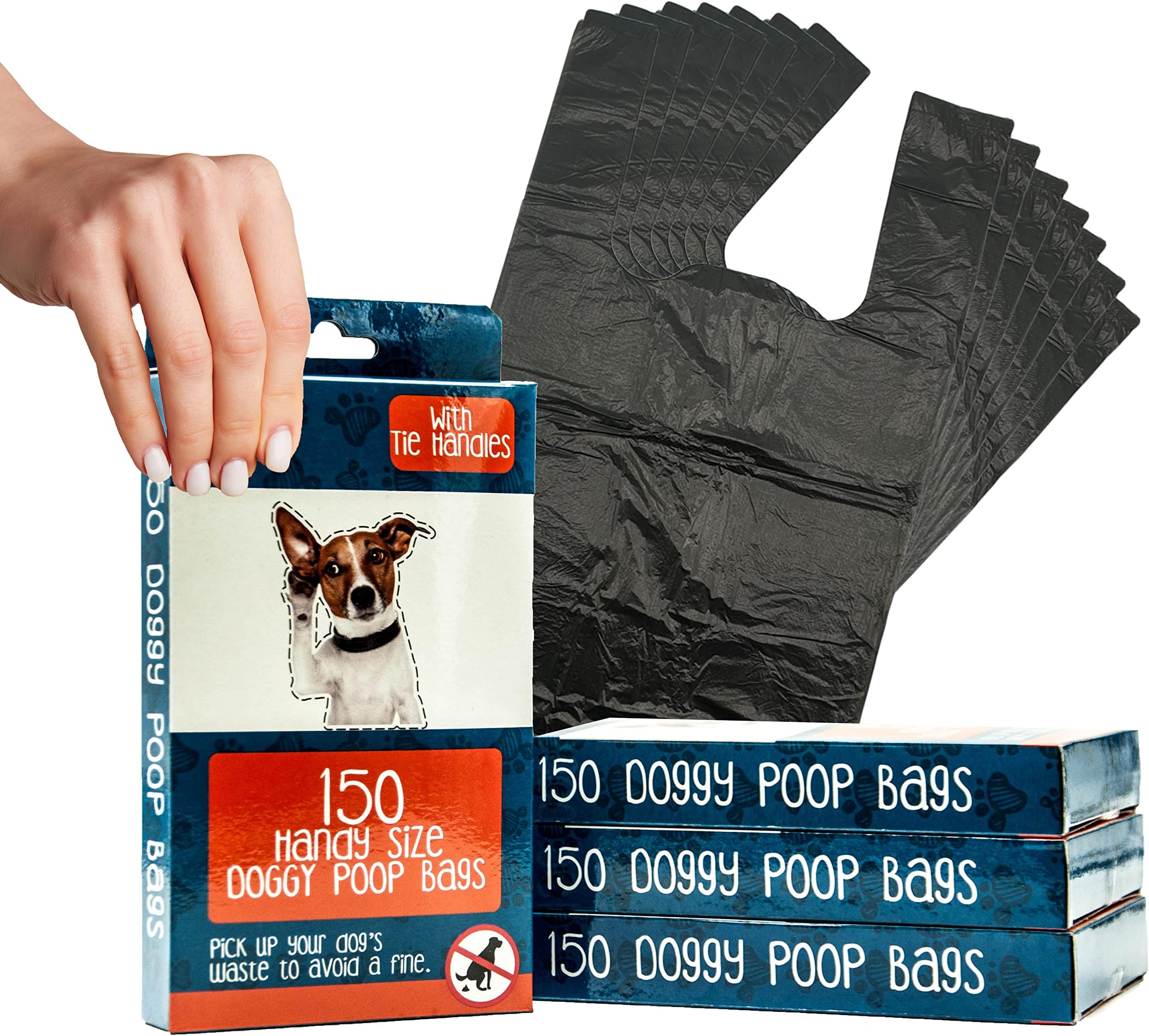 Pack of Dog Poo Bags - 500 x Dog Waste Bags - Black with Tie Handles (1 ...