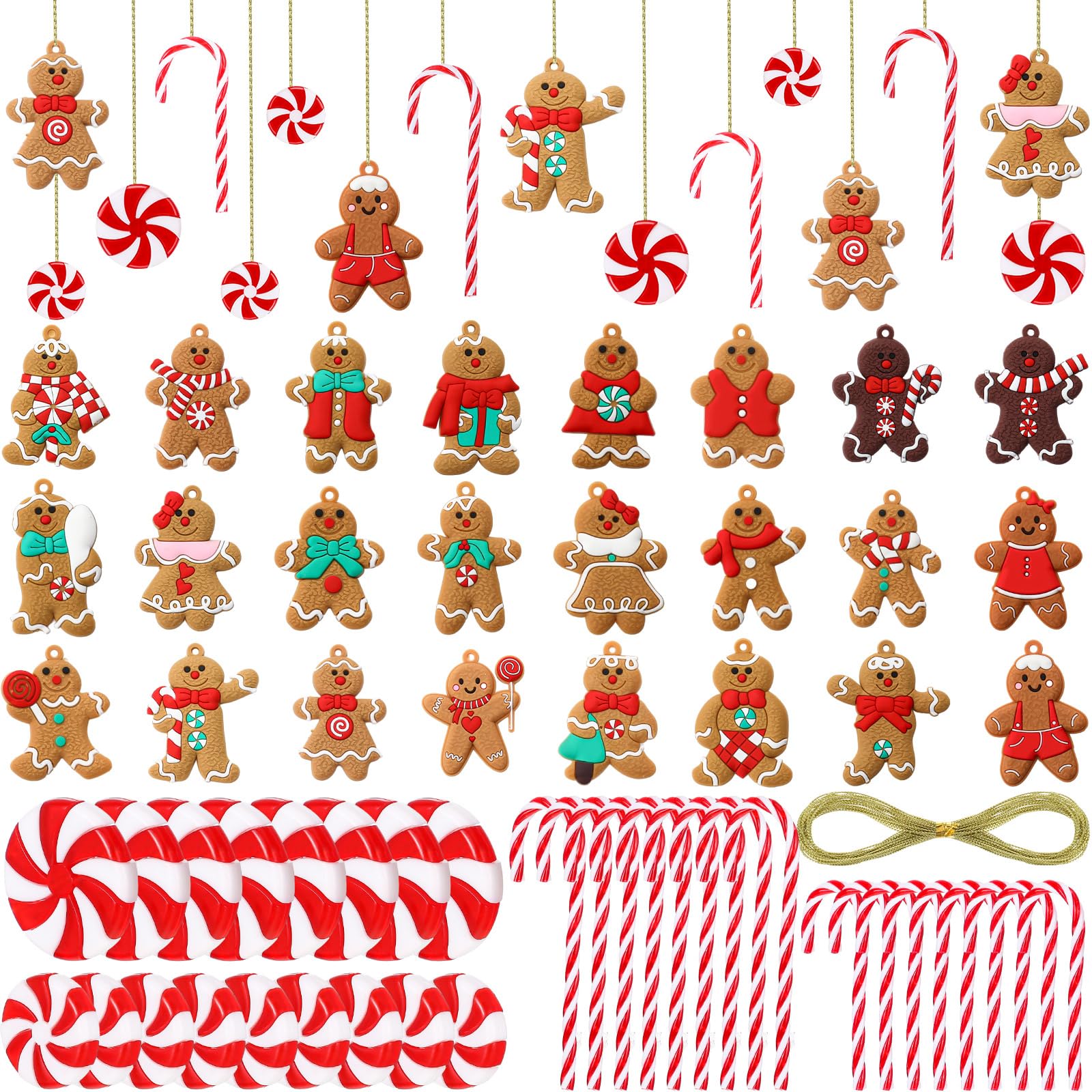 Amazon.com: Threan 100 Pcs Gingerbread Man Christmas Ornaments and ...
