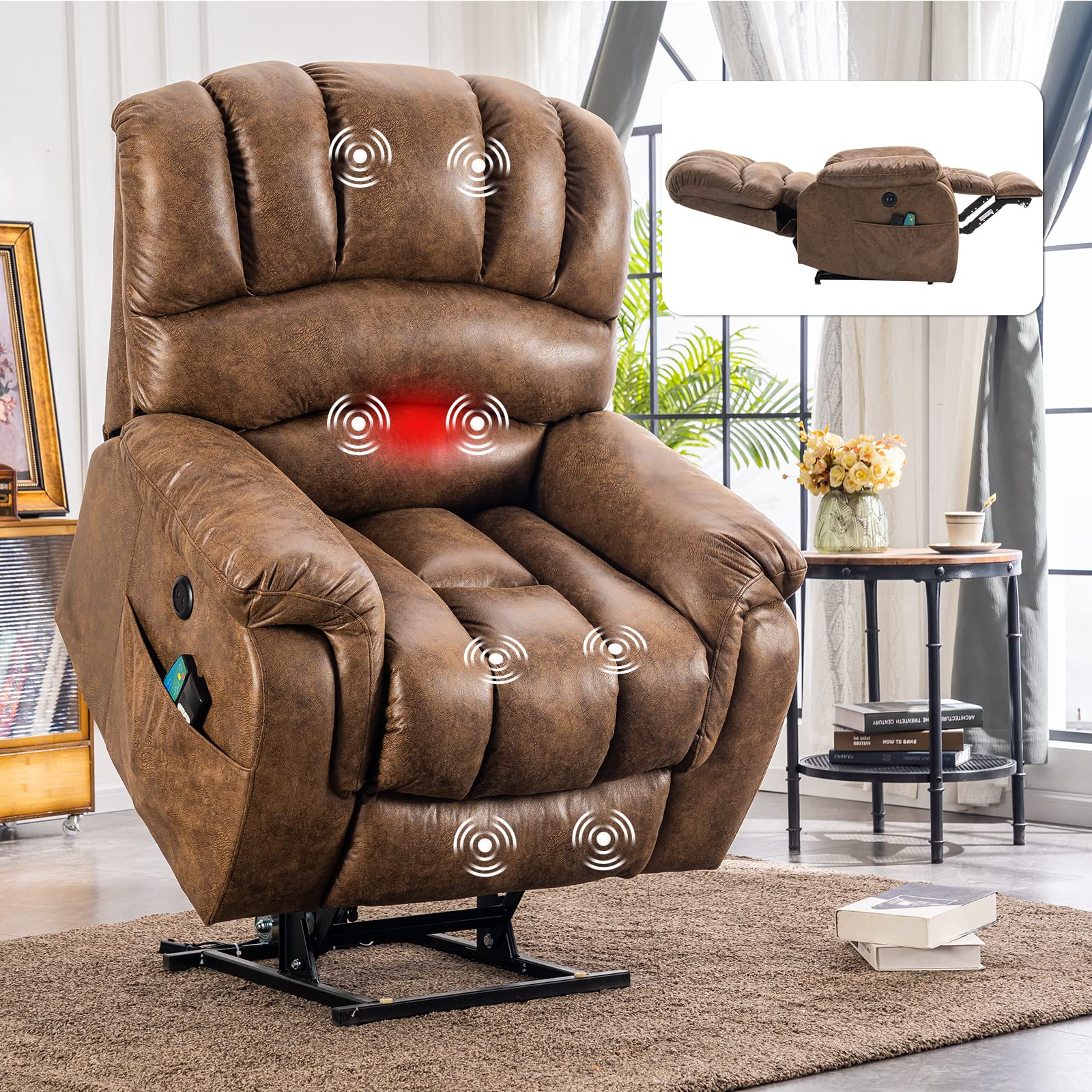 Amazon.com: SOCIALCOMFY Large Dual OKIN Motor Power Lift Recliner Chair ...
