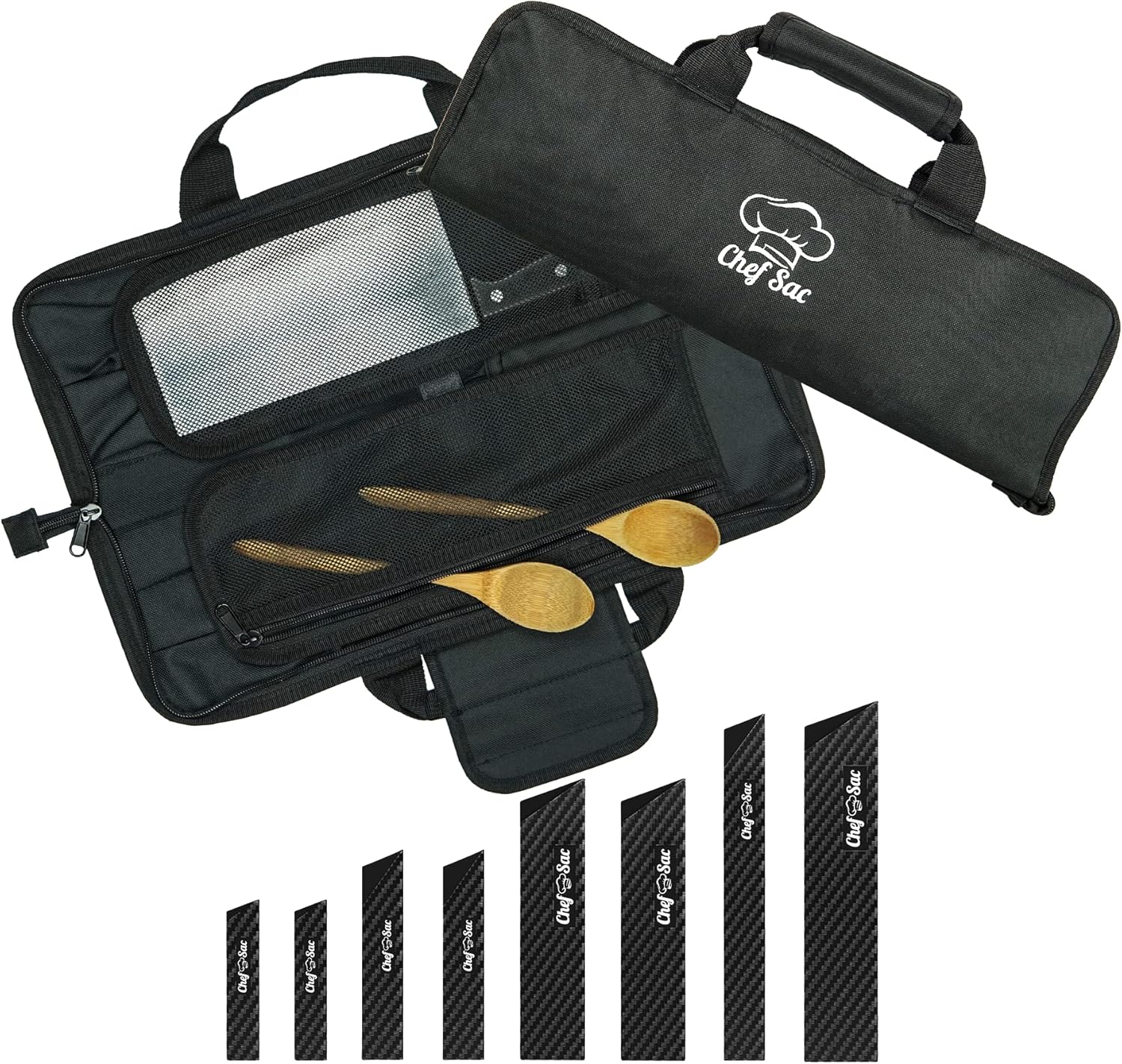 Amazon.com: Chef Sac Chef Knife Roll Bag Case with 8-Pack Knife Guards ...