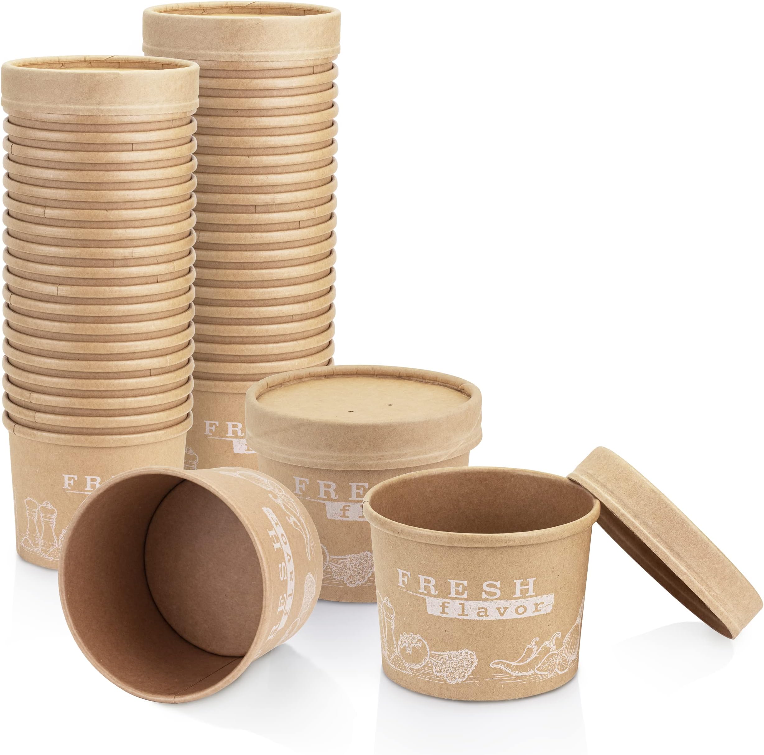 Amazon.com: EcoQuality [25 Pack] 12 oz Disposable Kraft Paper Soup ...