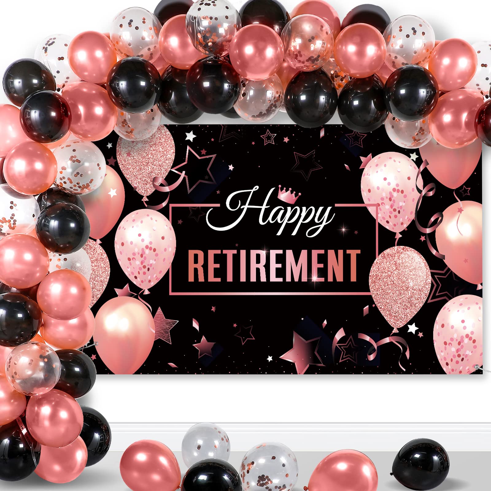 Rose Gold And Black Retirement Party Decorations Including Rose Gold ...