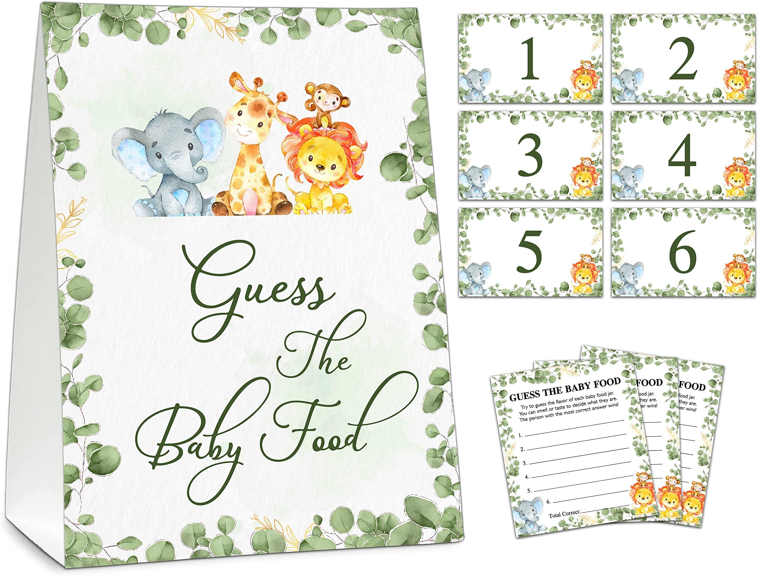 Amazon.com: Woodland Baby Shower Games, Safari Jungle Animals Guess The ...