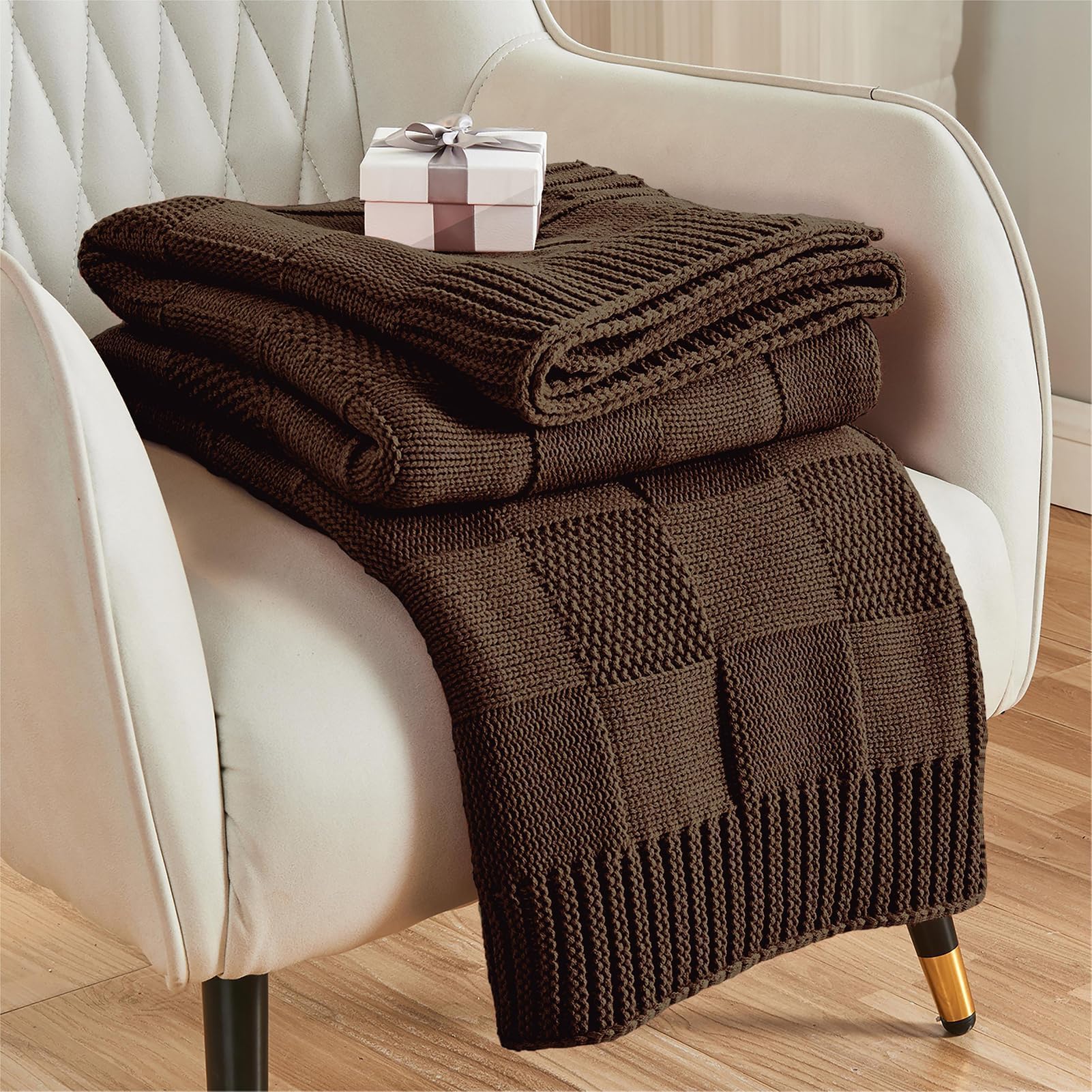Amazon.com: YnM Chunky Cotton Knit Throw Blanket, Cable Knit Throws for ...