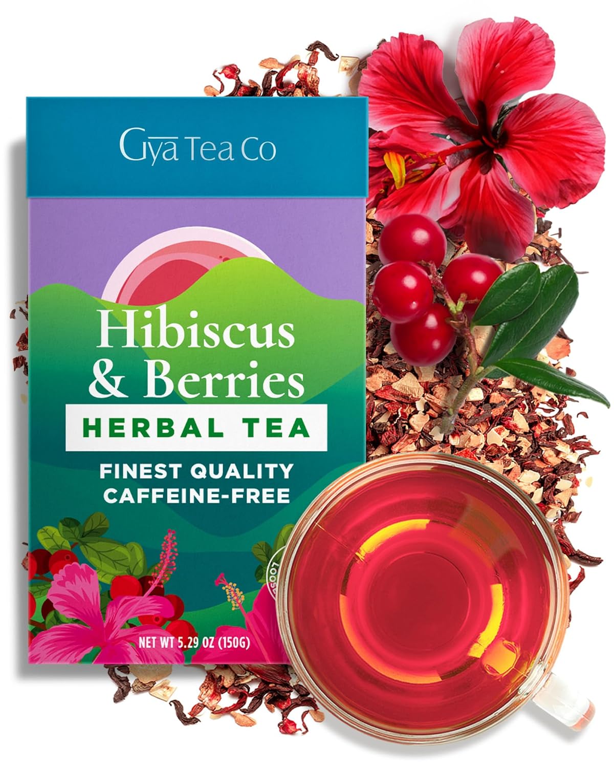 Amazon.com : Gya Tea Co Hibiscus Berry Herbal Loose Leaf Tea - Natural ...