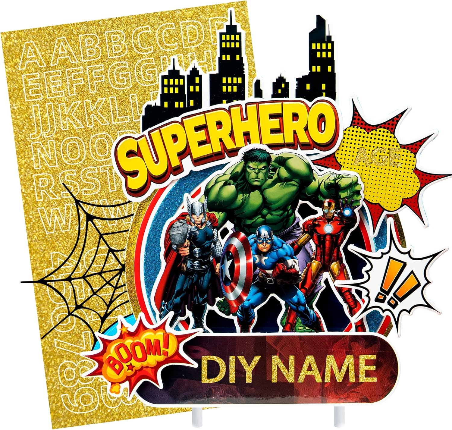 Amazon.com: 3D Custom Superhero Cake Topper,DIY Personalized Name and ...