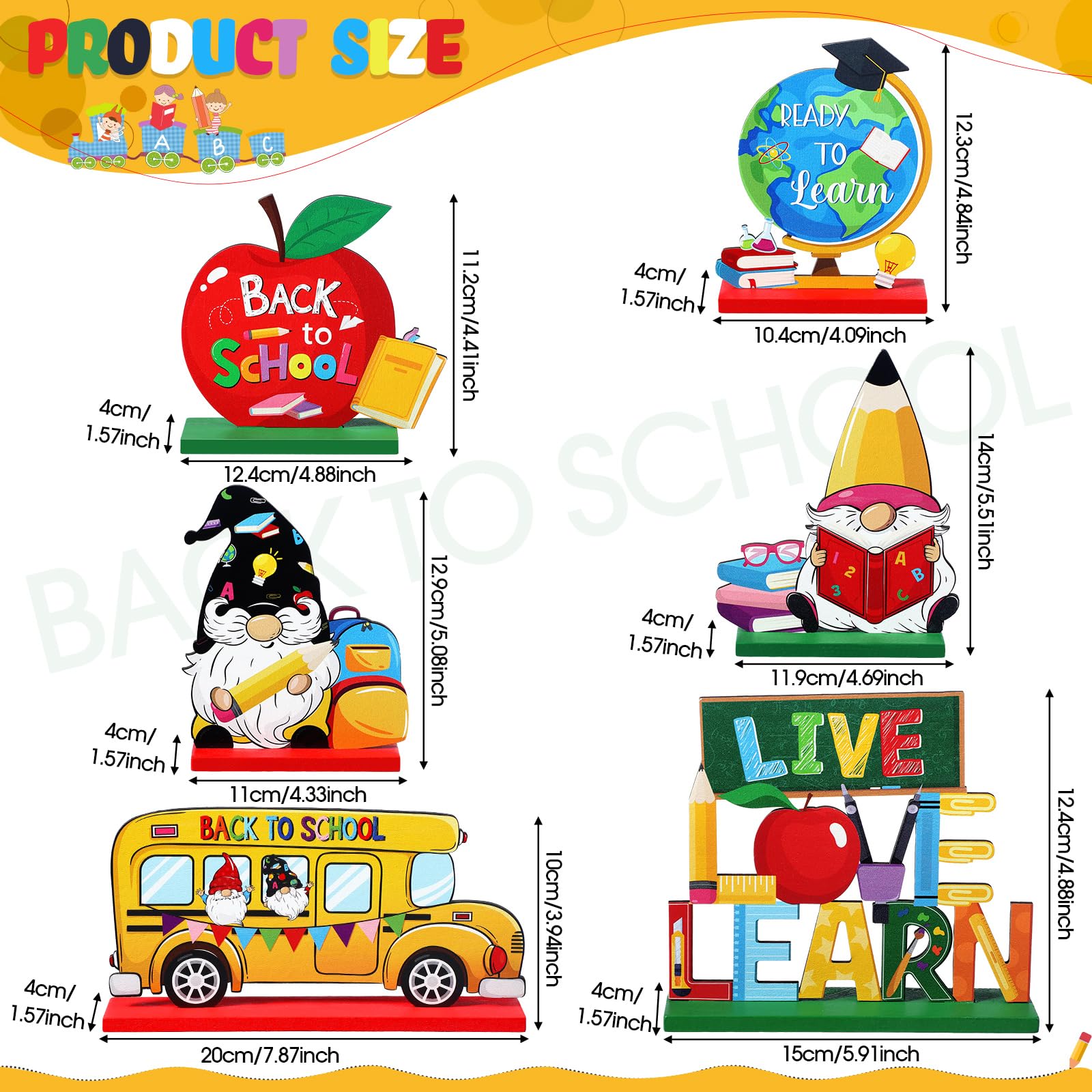 Snapklik.com : 6 Pcs Back To School Party Decorations Wooden First Of ...