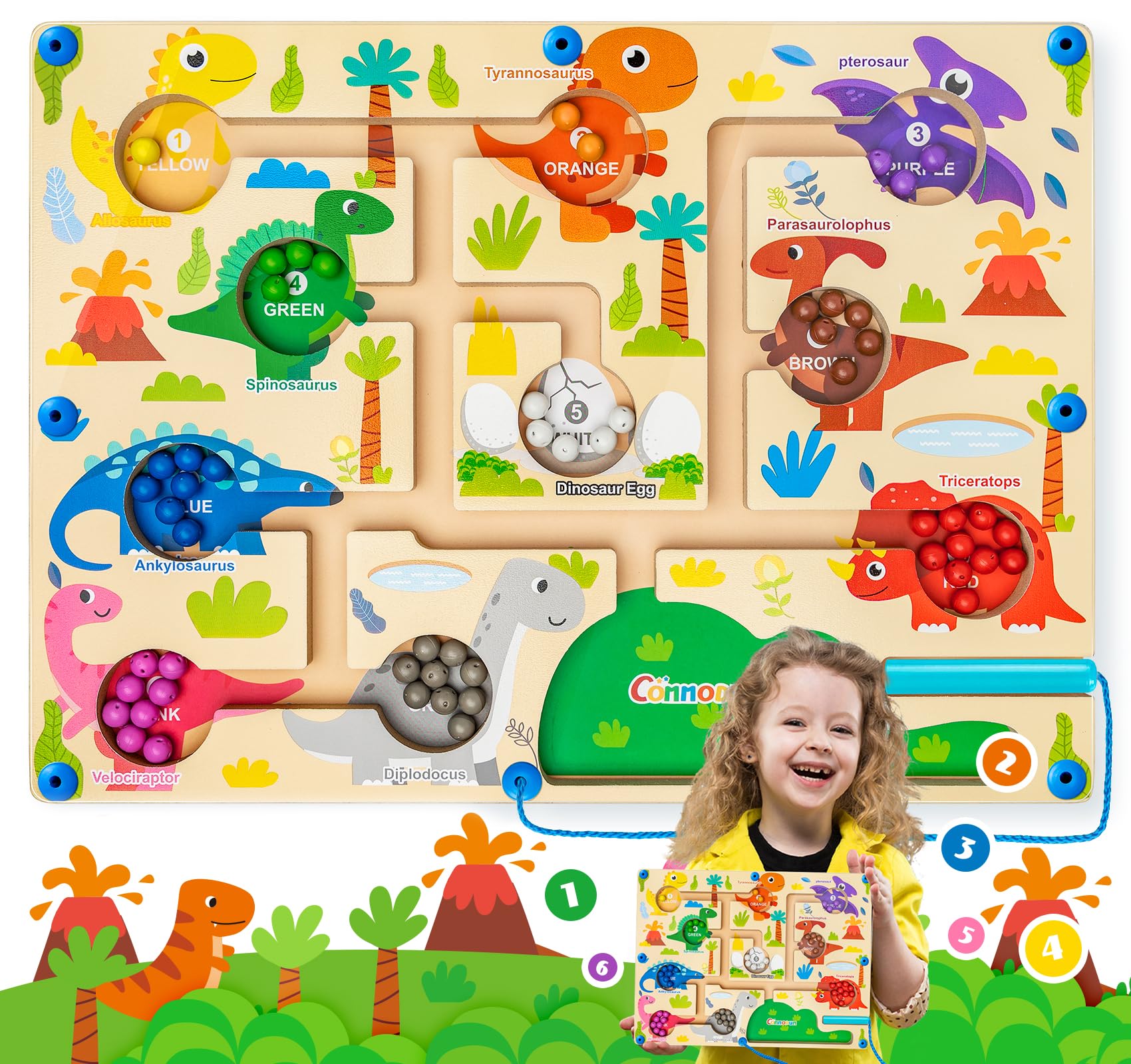 Magnetic Beads Montessori Magnetic Number And Color Pairing Maze For 3 ...