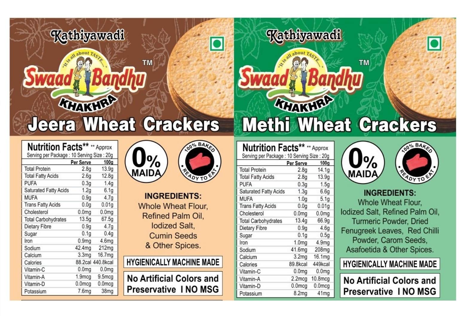 Buy Swadbandhu Kathiyawadi Khakra -Jeera & Methi Flavours Wheat Khakra ...