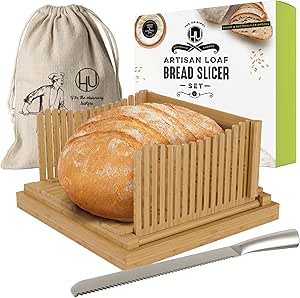 Amazon.com: Bamboo Wooden Bread Slicer for Homemade Bread Kit with ...