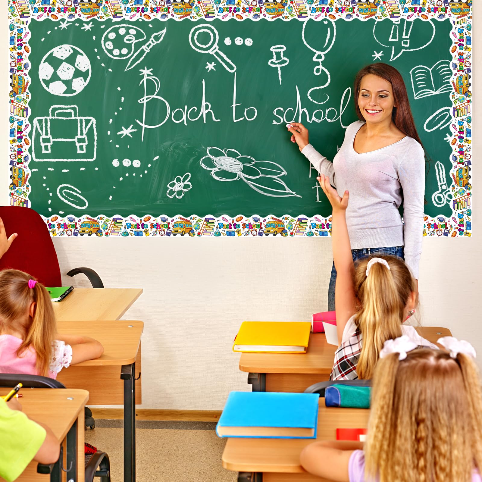 Snapklik.com : 32.8 Feet Back To School Bulletin Board Borders, First ...