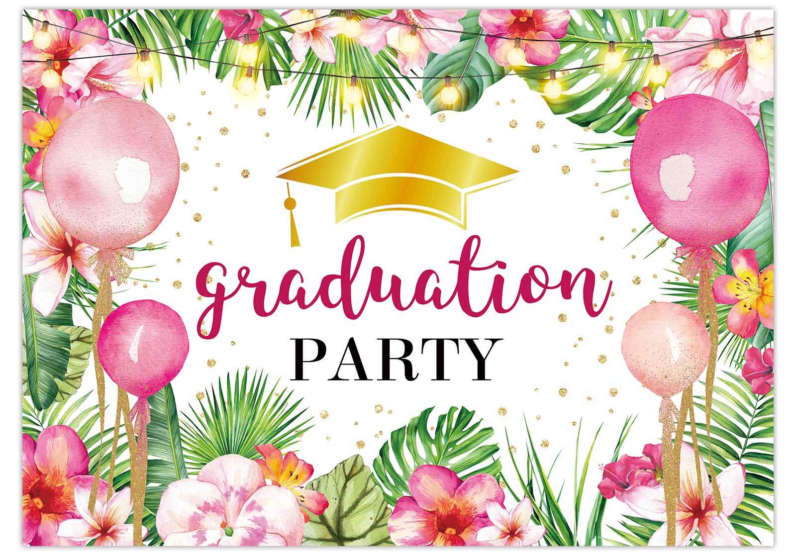 Funnytree 7X5FT Tropical Graduation Party Backdrop Summer Congrats Grad ...