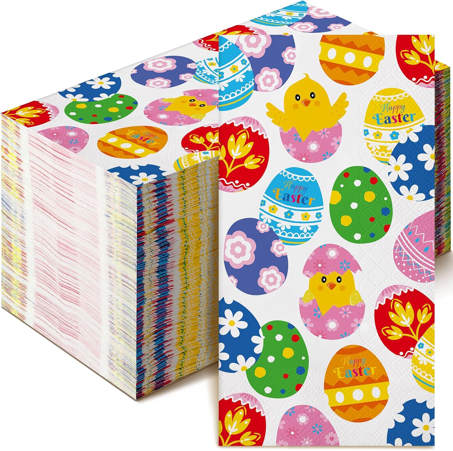 Amazon.com: 100 Pcs Easter Spring Napkins Eggs Disposable Luncheons ...