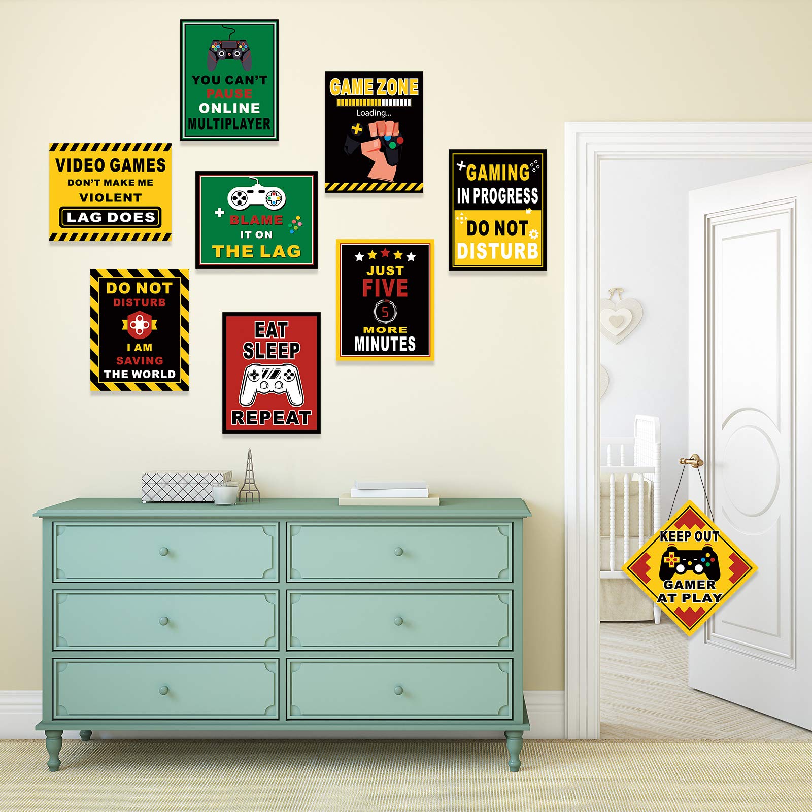 Buy 9 Pieces Video Game Themed Wall Art Posters Art Print Funny Gaming ...