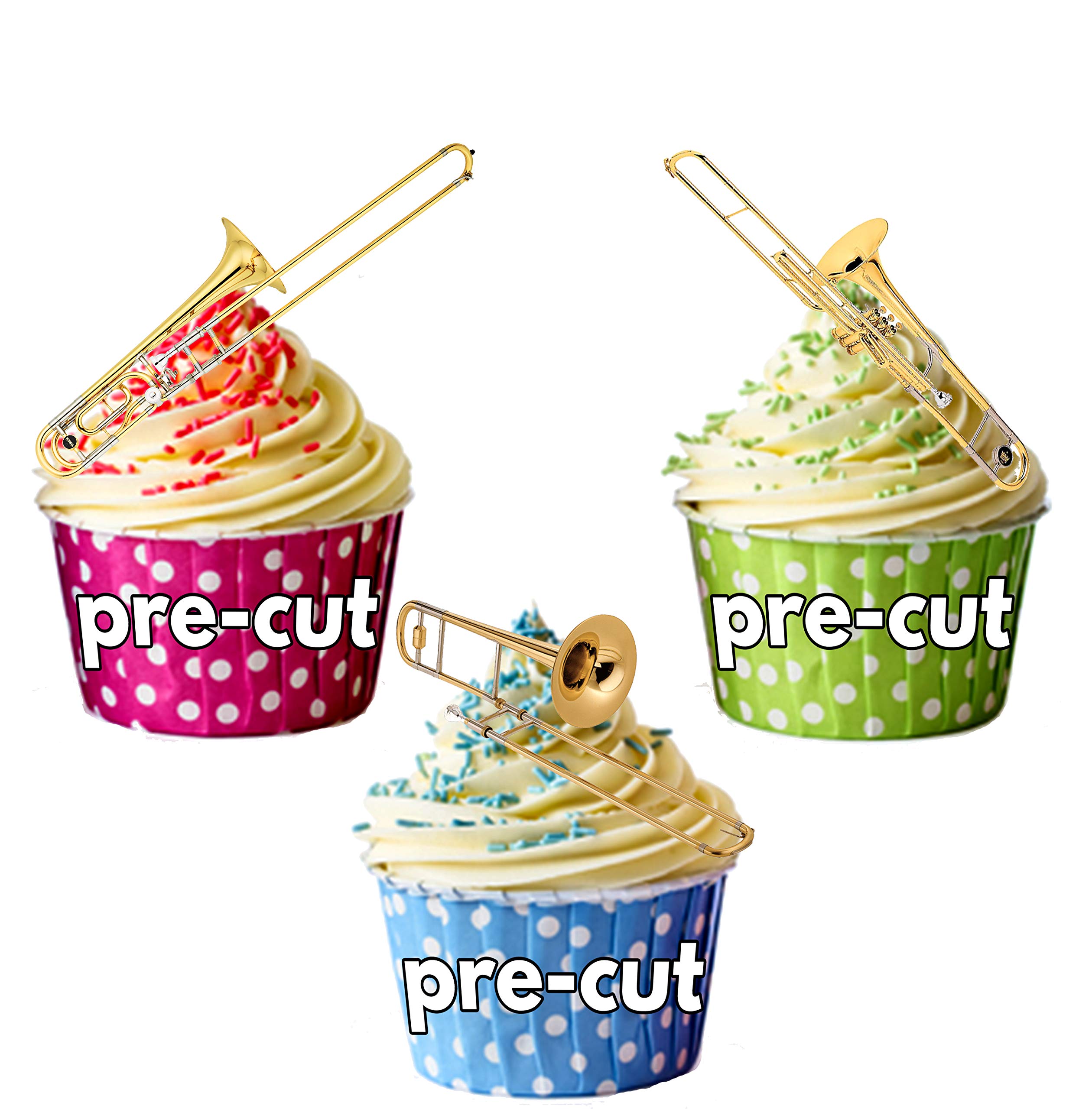 AK Giftshop PRE-CUT Trombone Mix - Edible Stand-up Cupcake Toppers ...