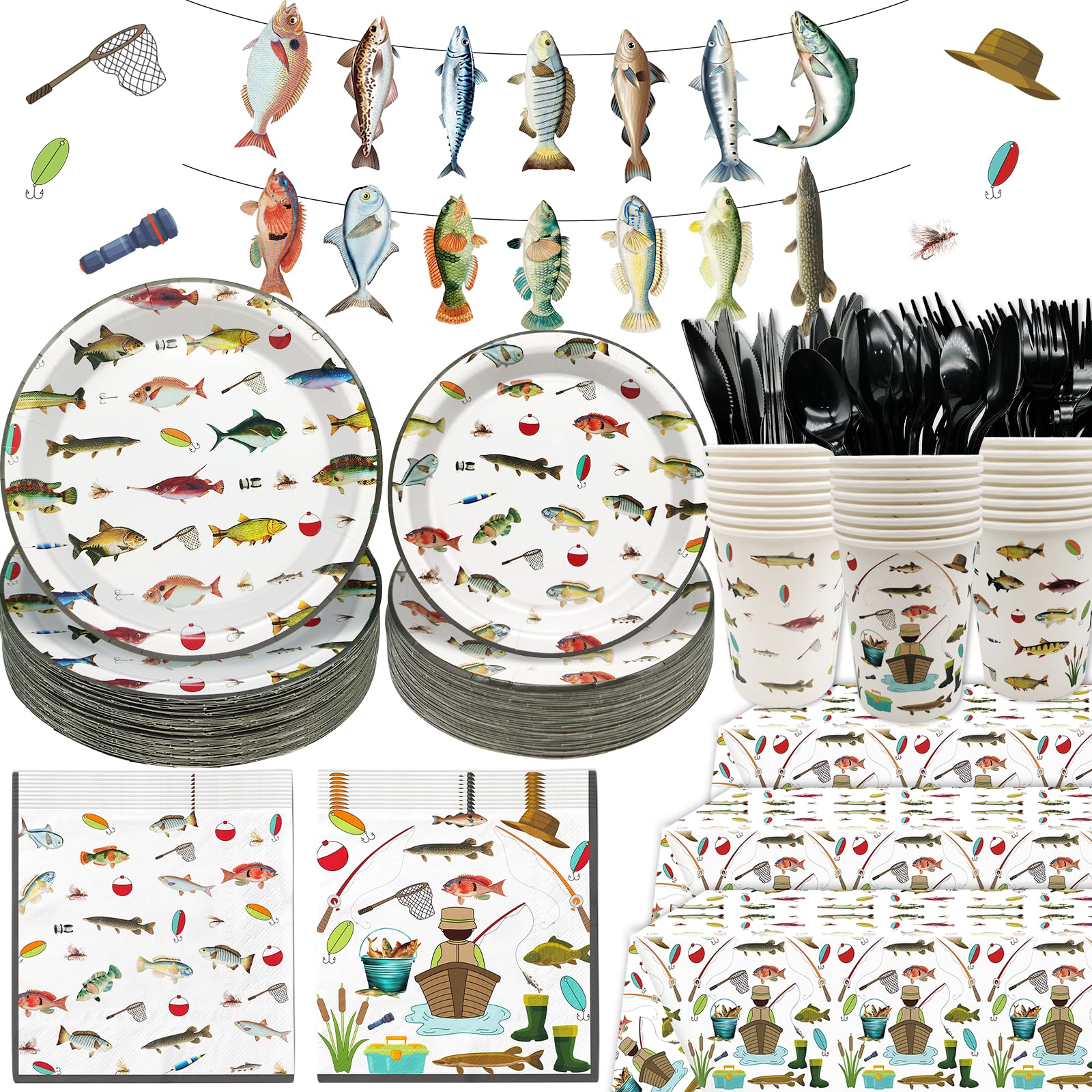 Amazon.com: Yavxzvbw 171Pcs Fishing Party Decorations Fishing Birthday ...